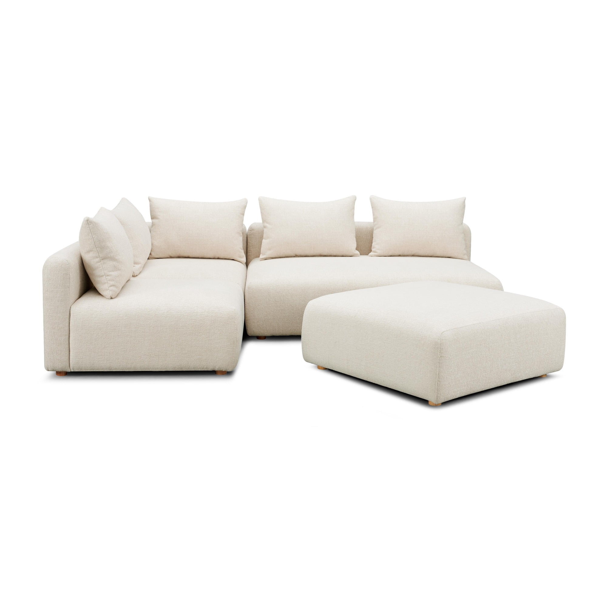 Hangover Cream Heavy Textured Fabric 4-Piece Modular Chaise Sectional - Walmart.com