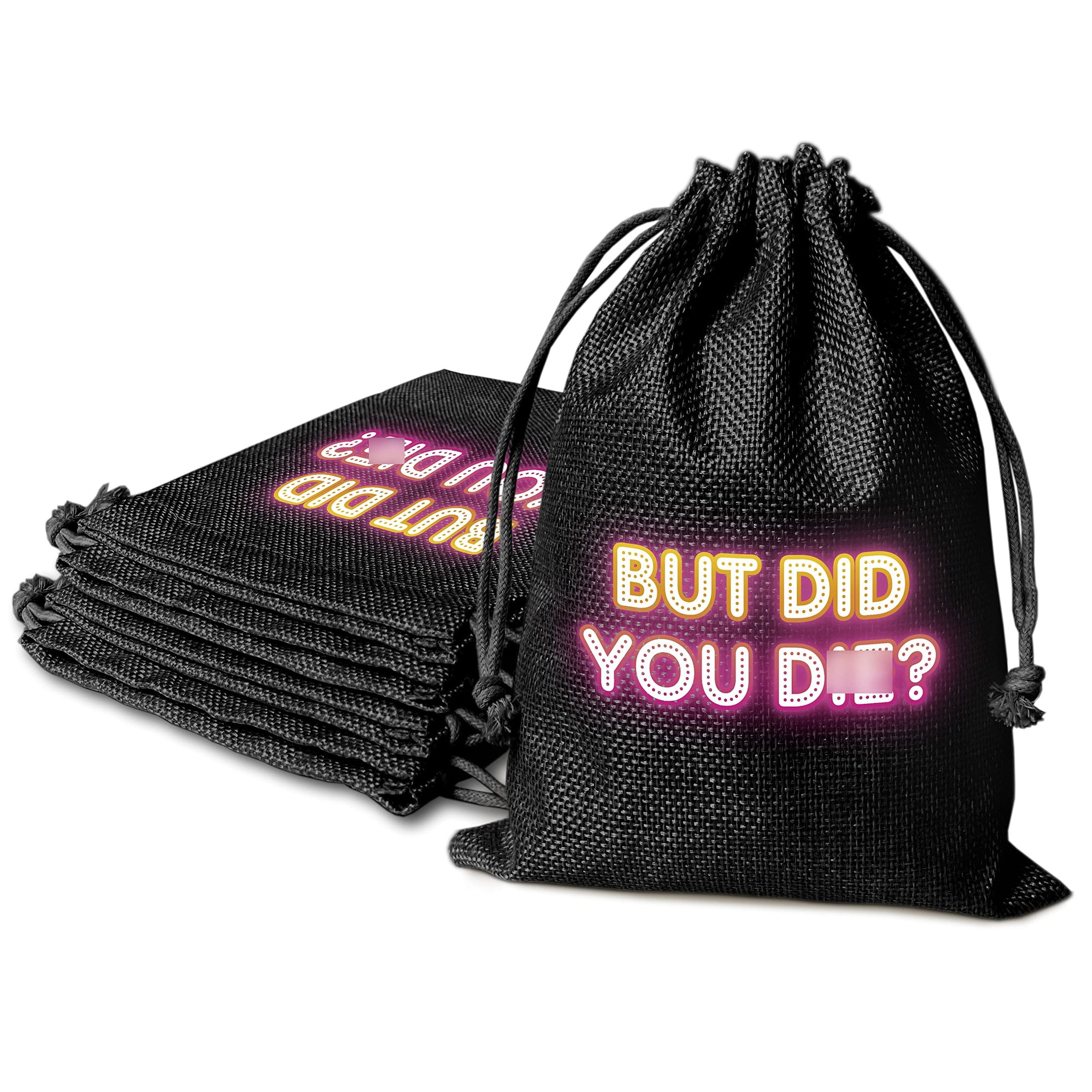 Hangover Recovery Essentials Bag - Black Drawstring Gift Bag for Bridal ...