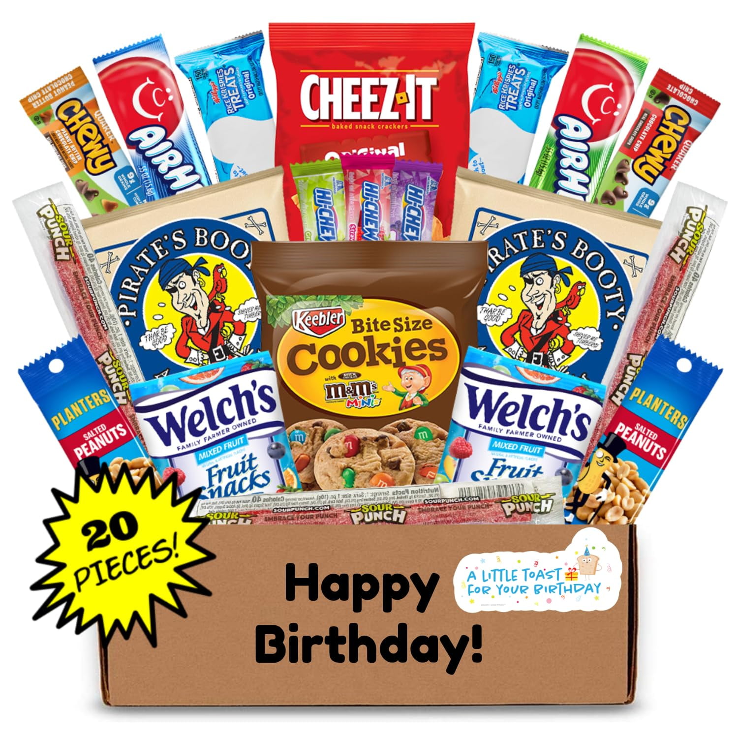 Hangry Kit Birthday Snack Box - (20 CT) Happy Birthday Gift Basket Care ...
