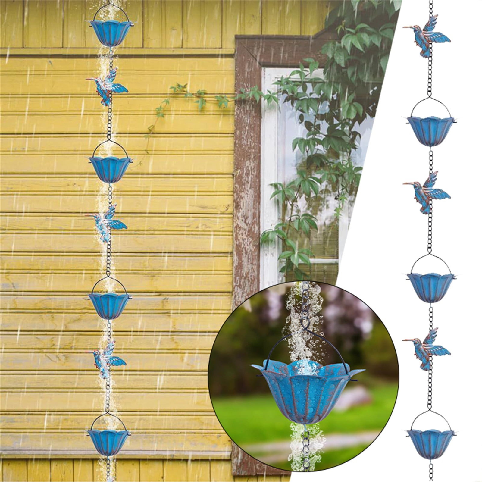 Hangs 7.87Ft Decorative Rain Chain Hummingbird Rain Chains For Outside ...