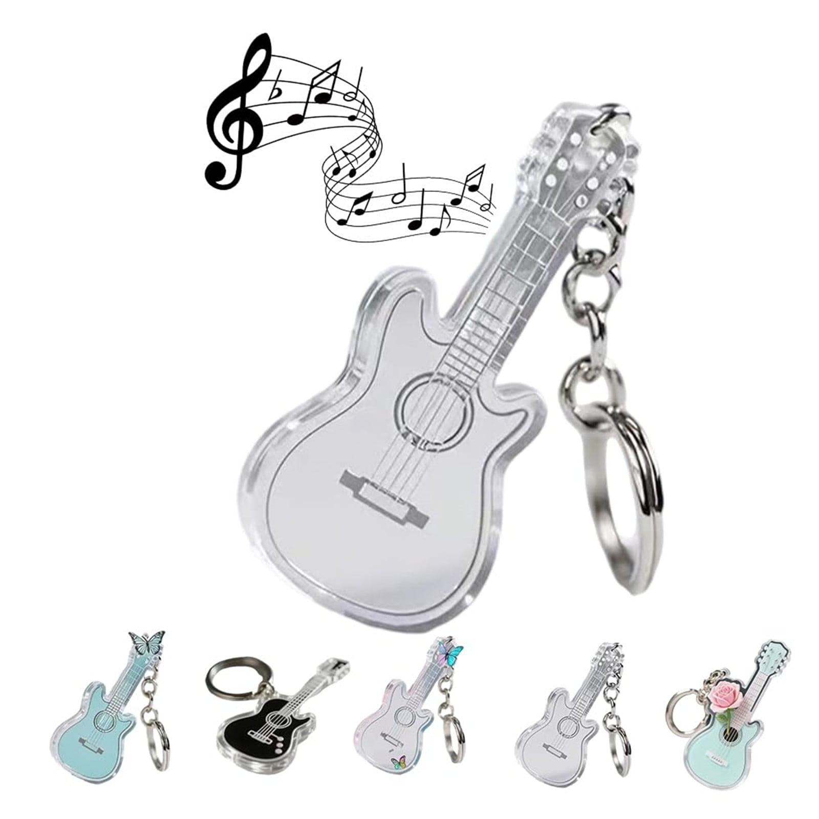 Hangs Beautiful Guitar Keychain Charm, Acrylic Guitar - Shaped Keychain ...