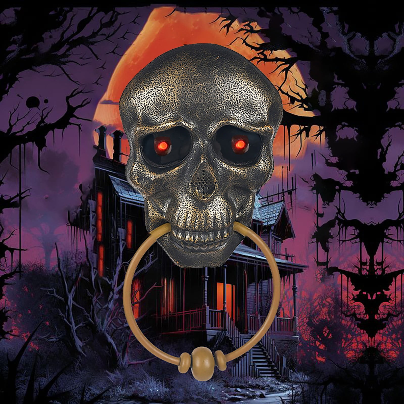 Hangs,CHICTRY Halloween Doorbell Door Knocker With Scary Sound And ...