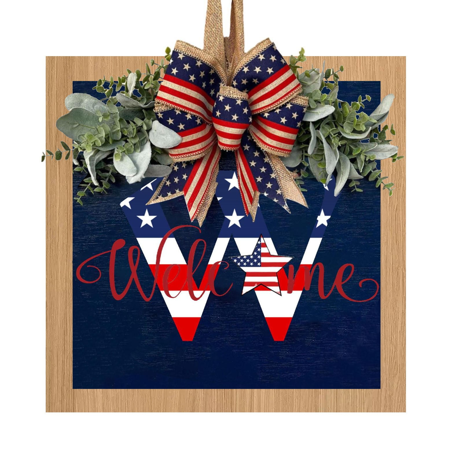 Hangs Car Decor Patriotic Independence Day Wreath Hand Crafted Memorial Day Door Sign 4th Of ...