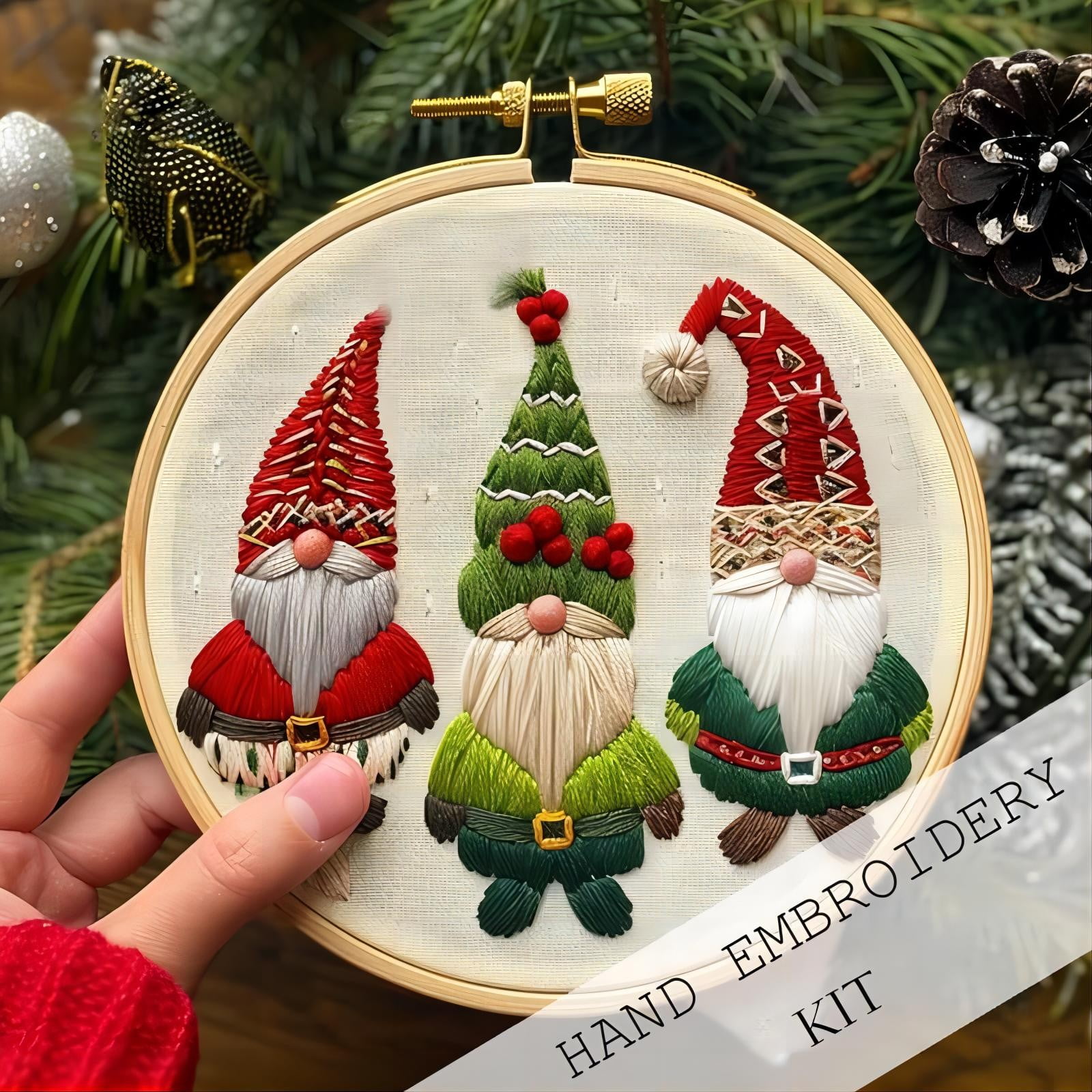 Hangs, Christmas Embroidery Kit Christmas Gnomes Embroidery Kits For ...