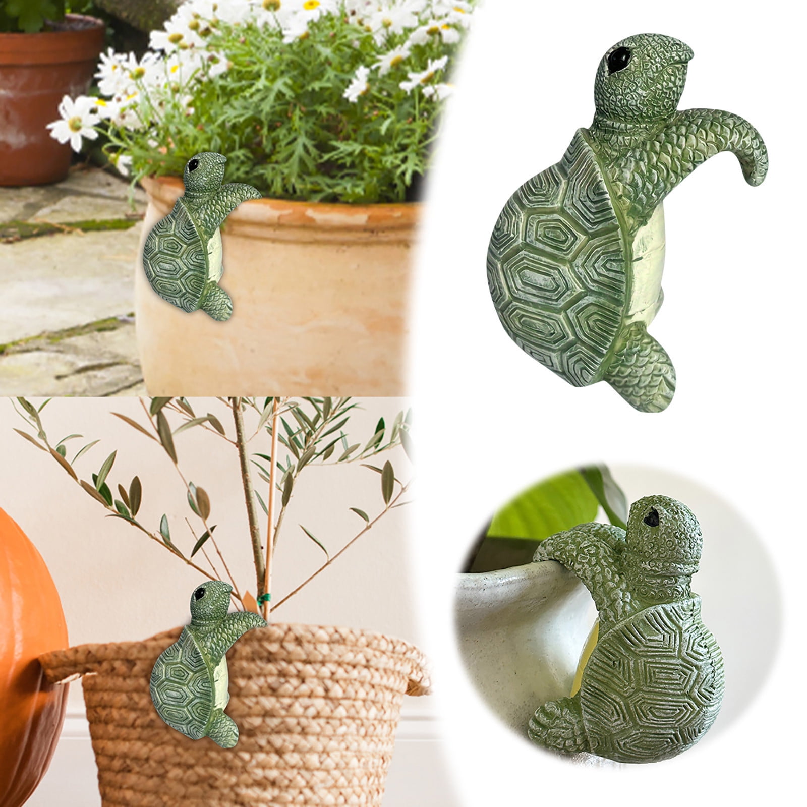 Hangs, Cute Climbing Tortoise Flower Pot Hugger Figurines Resin Hanging ...