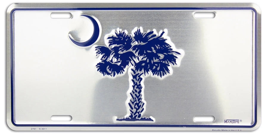 Hangtime Blue Palmetto tree on Silver 6x12 inch license plate - Walmart ...