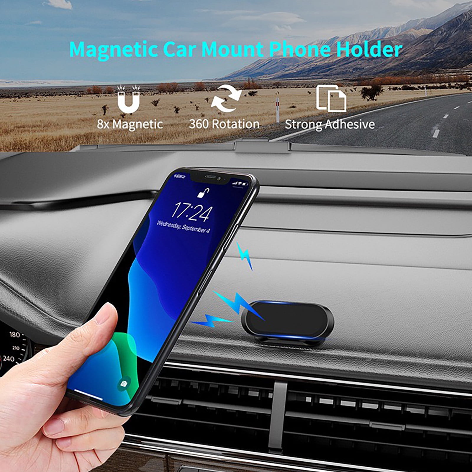 Hangyan 360 Rotating Car Phone Holder Adsorption Black Mobile under ...