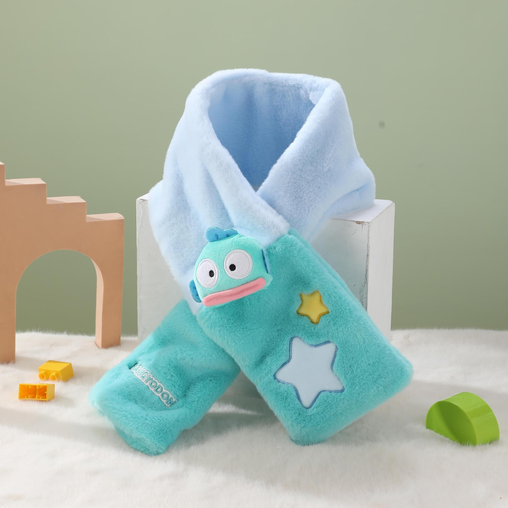 Hangyodon Cartoon Cute Plush Scarf Women Winter Cross Neck Warm Soft ...