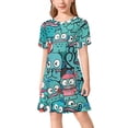 Hangyodon Girls Short Sleeve Dress A Line Twirly Skater Dress Casual ...