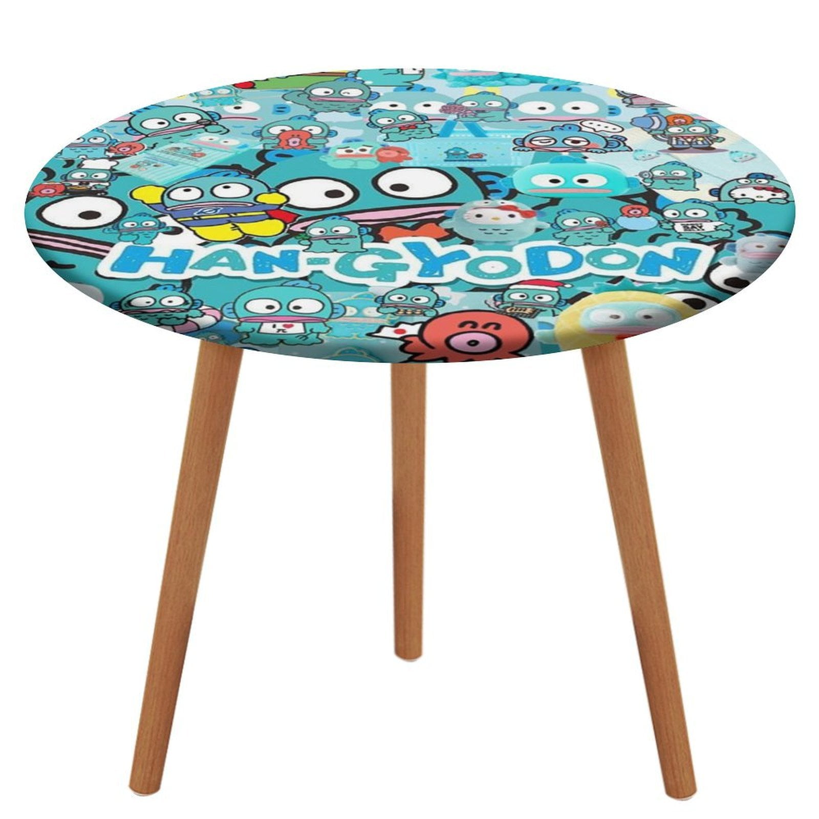 Hangyodon Round Fitted Tablecloth with Elastic Edge,Water-Resistant ...