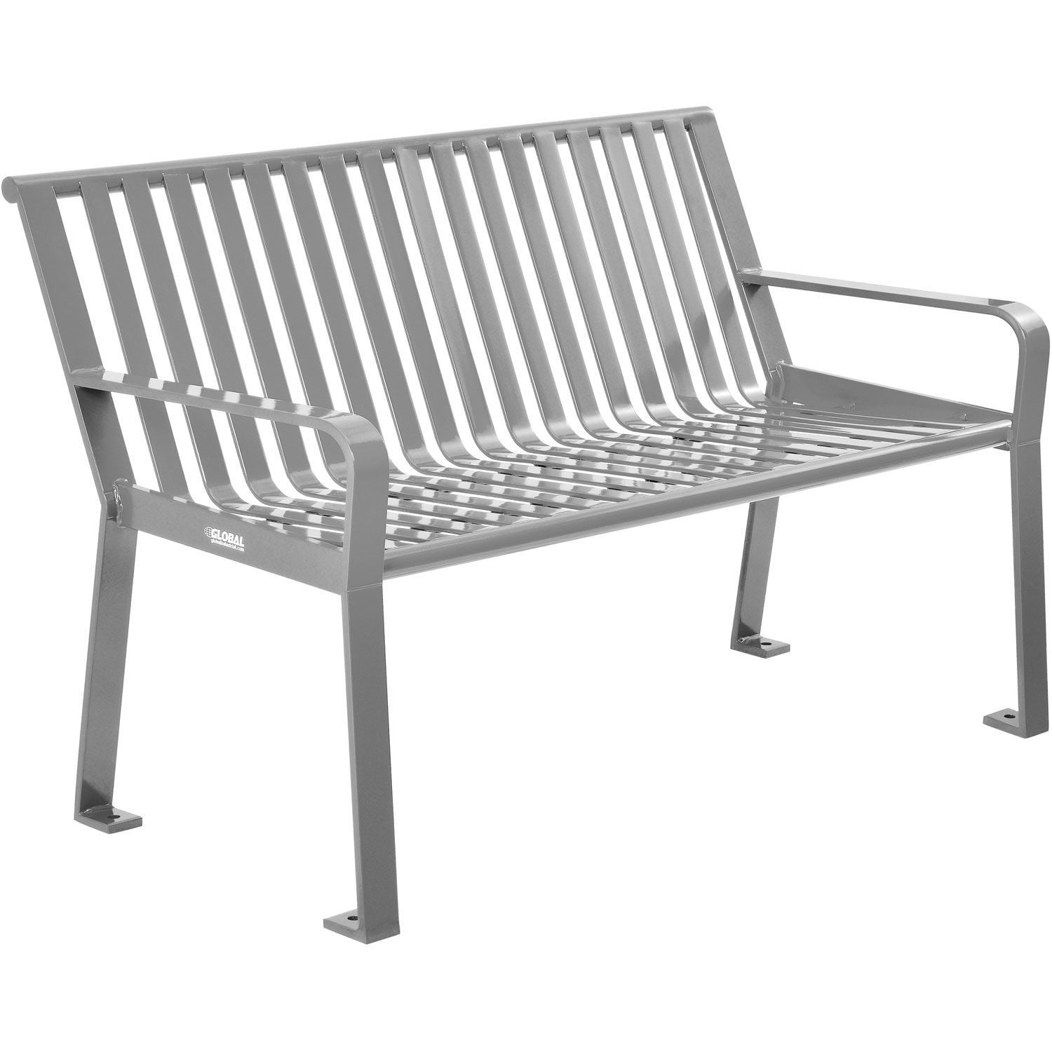 Global Industrial 4 ft. Outdoor Steel Slat Park Bench, Gray - Walmart.com