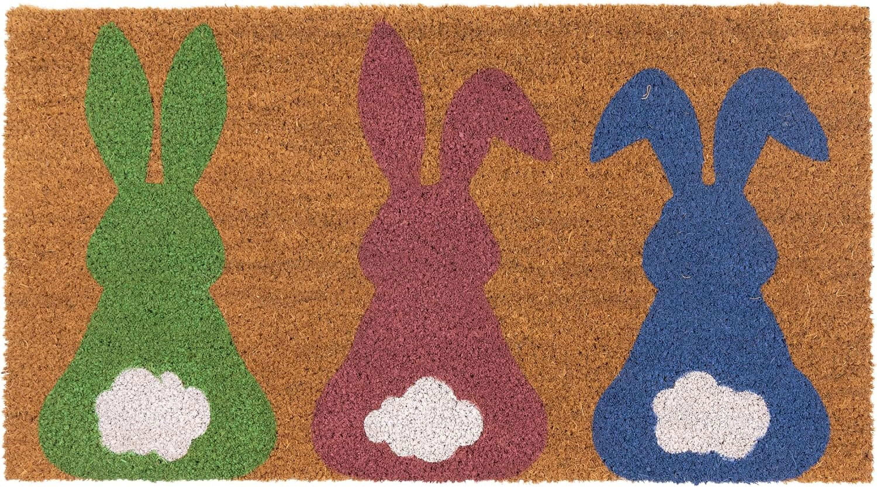 | Festive Easter Eggs and Bunny Trio Easter Coconut Coir Doormat (Pink ...