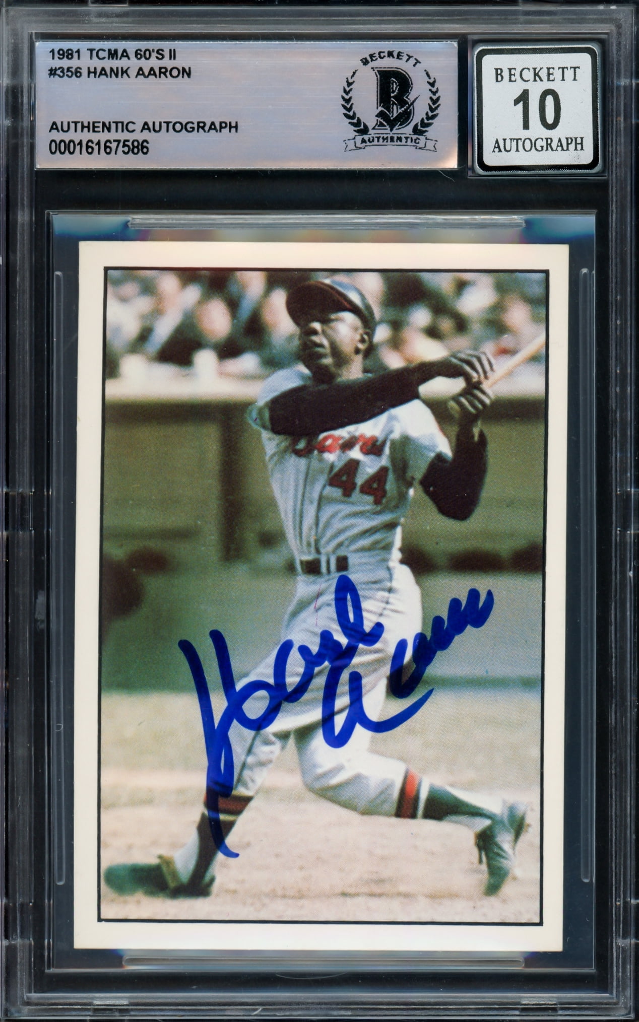 Hank Aaron Autographed 1981 TCMA Card #356 Atlanta Braves Auto Grade ...