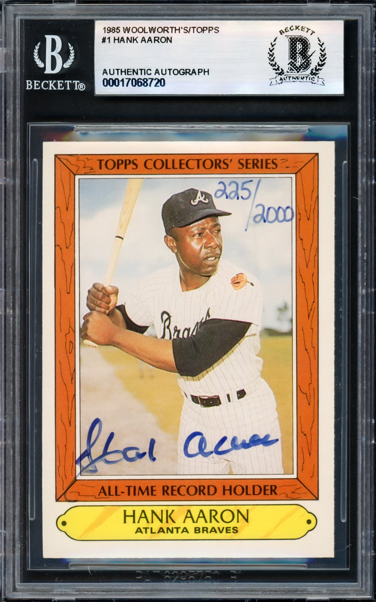 Hank Aaron Autographed 1985 Topps Woolworths Card #1 Atlanta Braves ...
