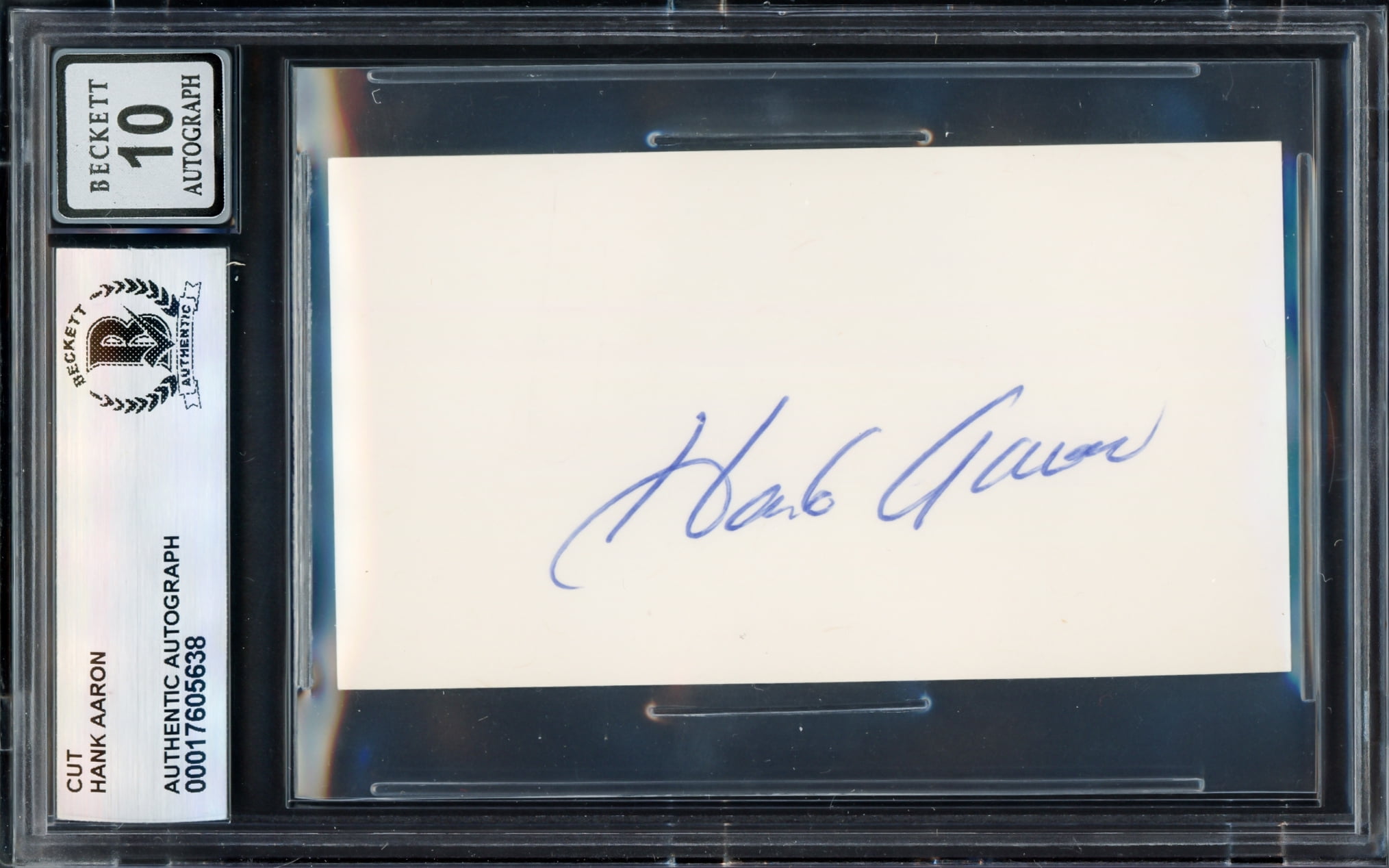 Hank Aaron Autographed 2x3.5 Cut Signature Atlanta Braves Auto Grade ...