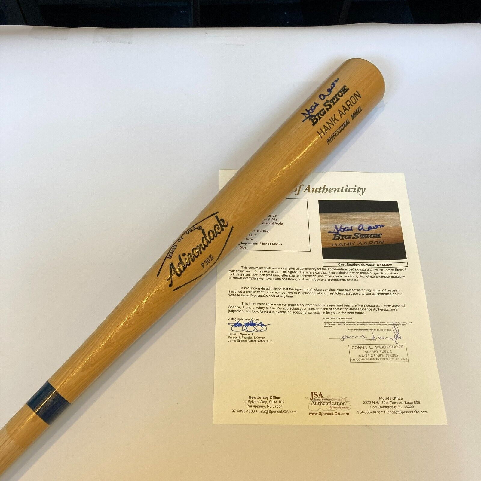 Hank Aaron Signed Adirondack Big Stick Game Model Bat JSA COA - Walmart.com