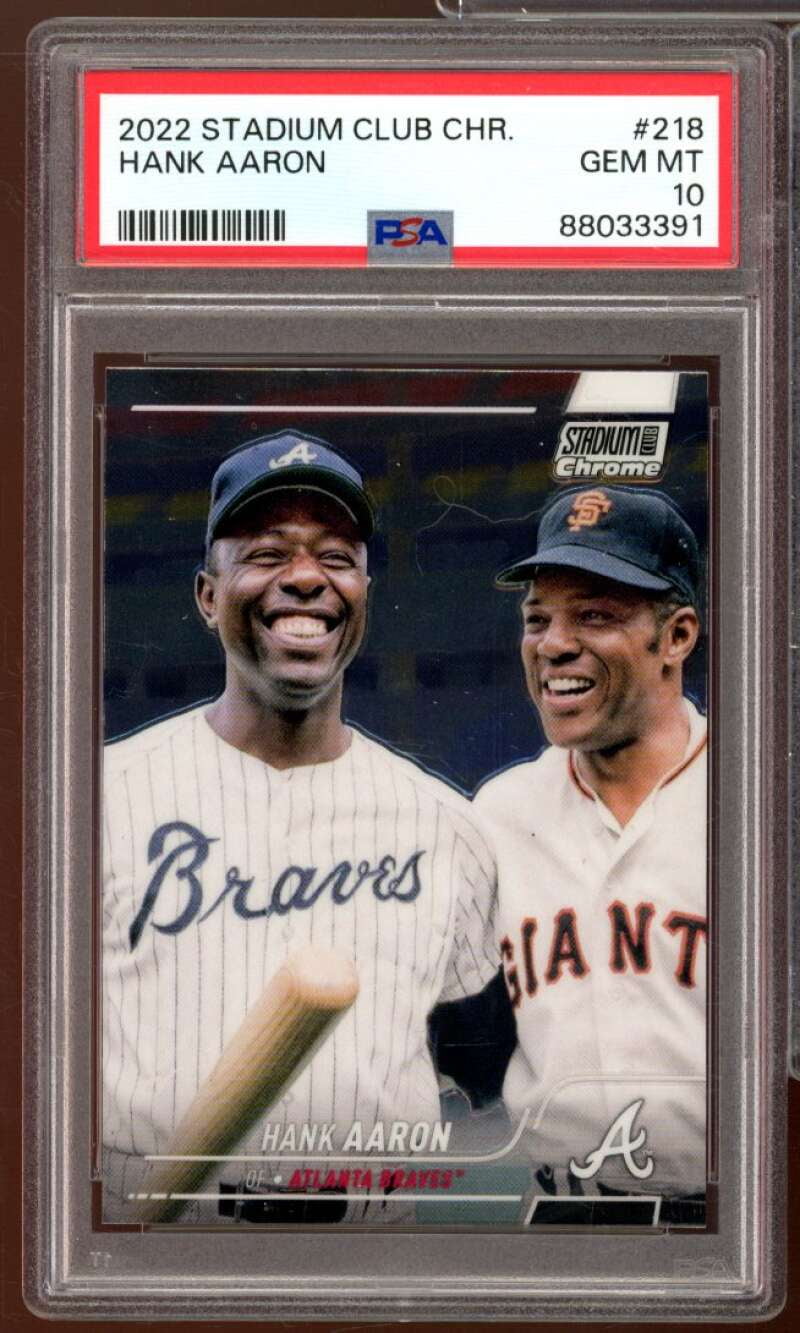 Hank Aaron w/Willie Mays Card 2022 Topps Stadium Club Chrome #218 PSA ...