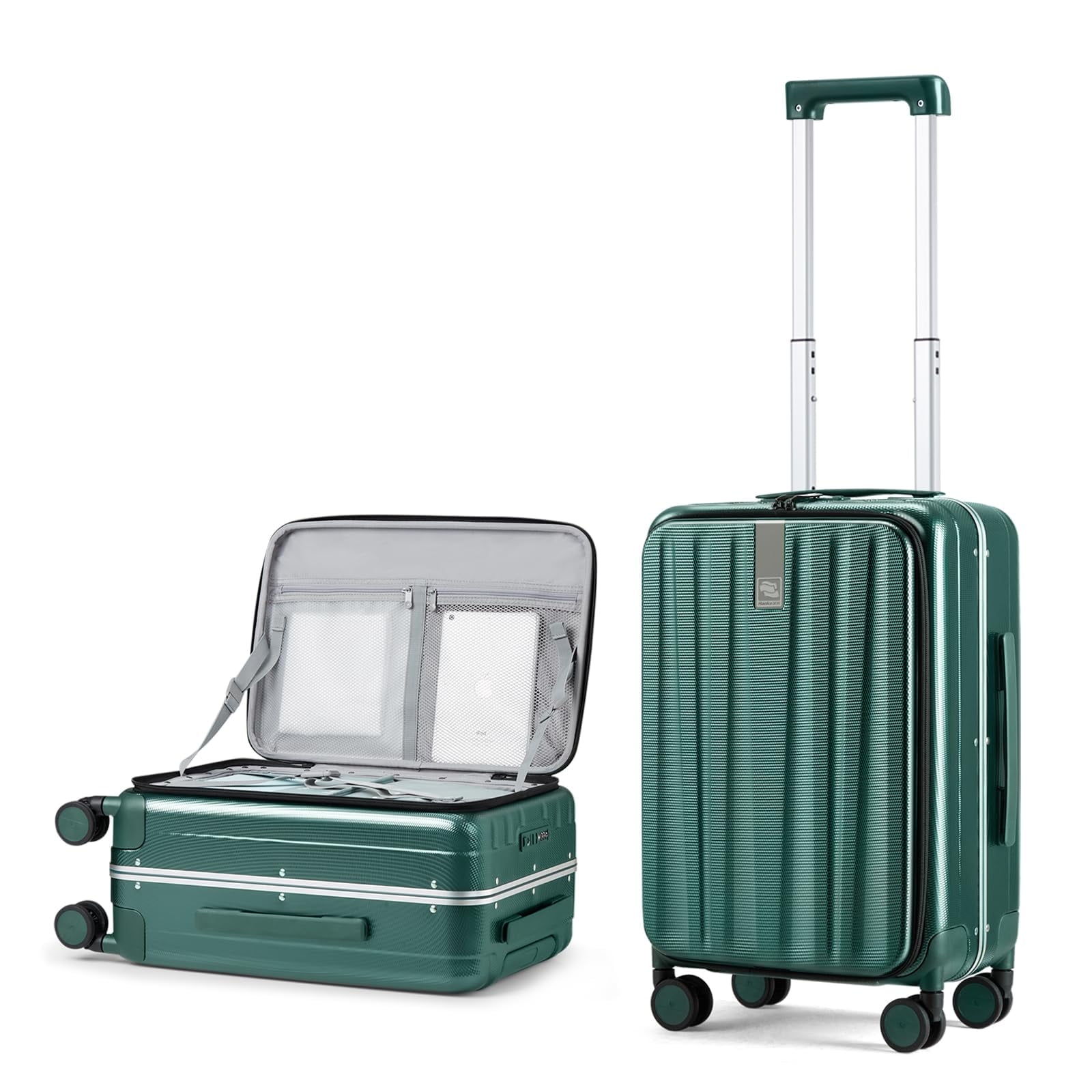 Hanke 20 Inch Carry On Luggage Aluminum Frame Front Opening Rolling ...