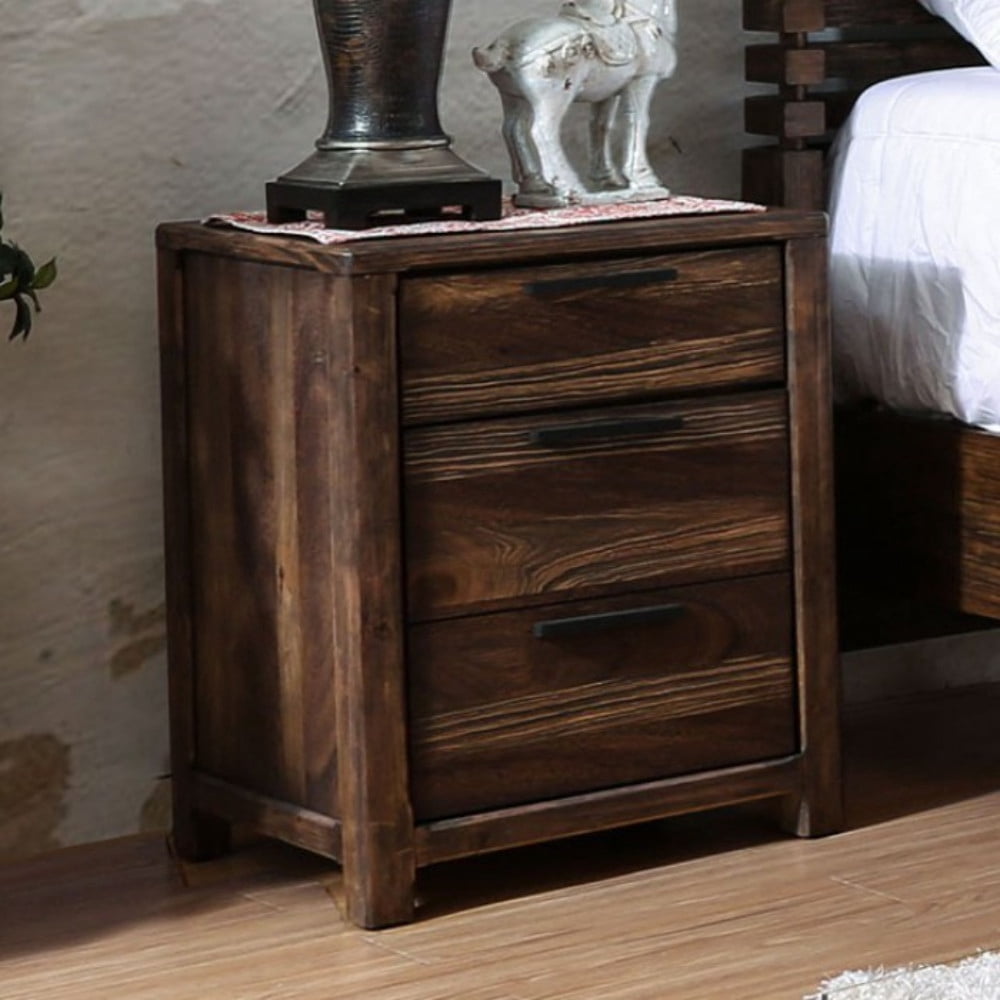 Hankinson Transitional Style Night Stand Rustic Natural Tone - Saltoro ...