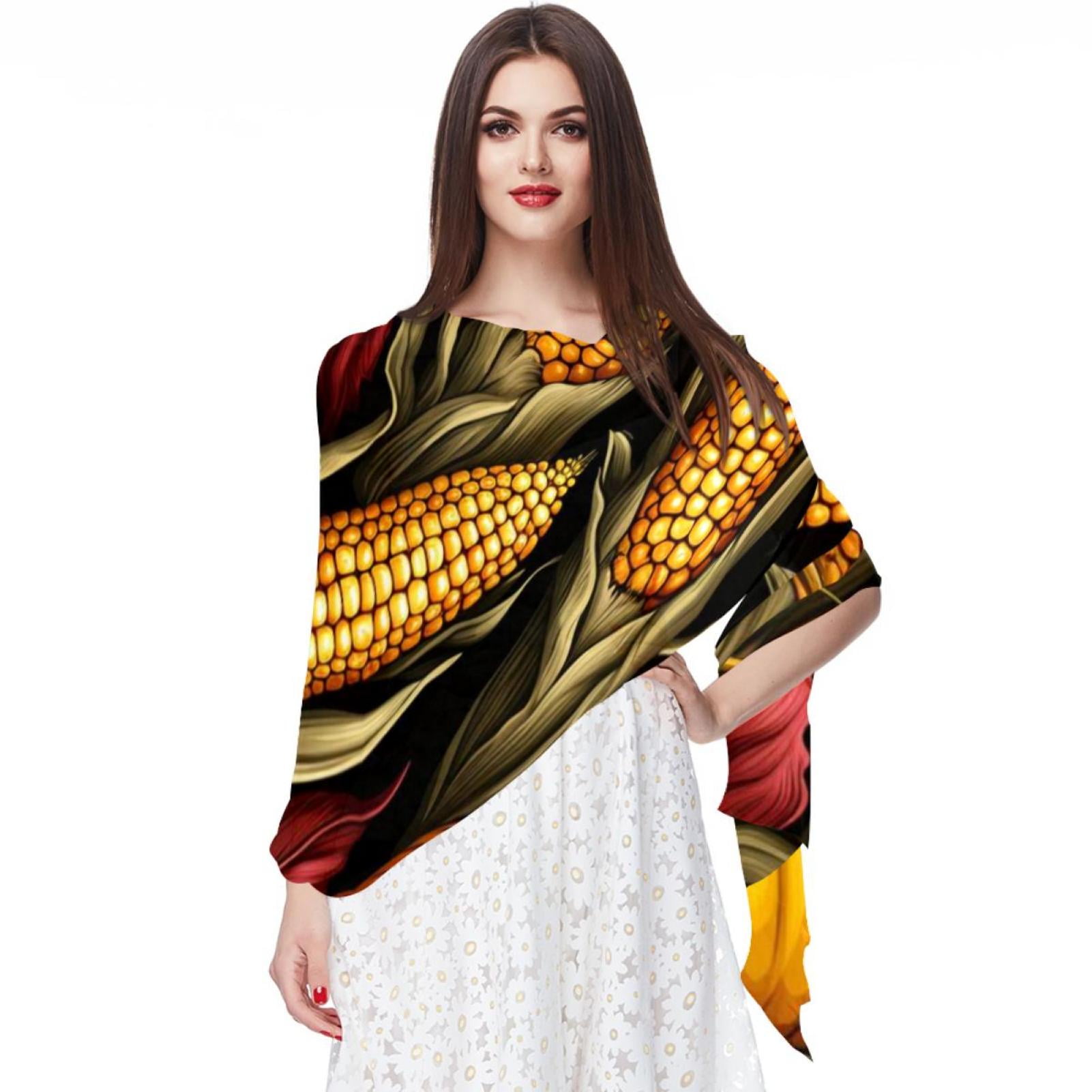Hanksgiving Corn Light and Breathable Chiffon Yarn Silk scarf for Women ...
