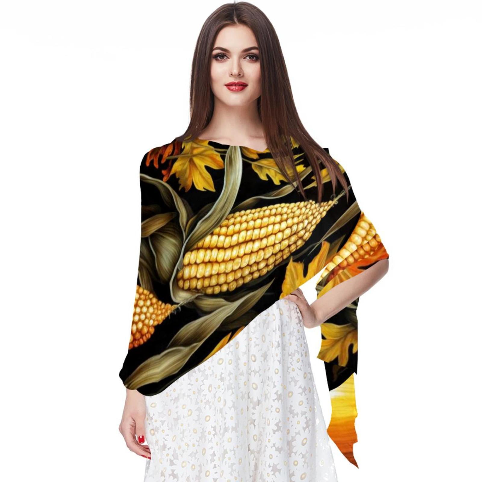 Hanksgiving Corn Translucent Light and Breathable Chiffon Silk Scarf 70 ...