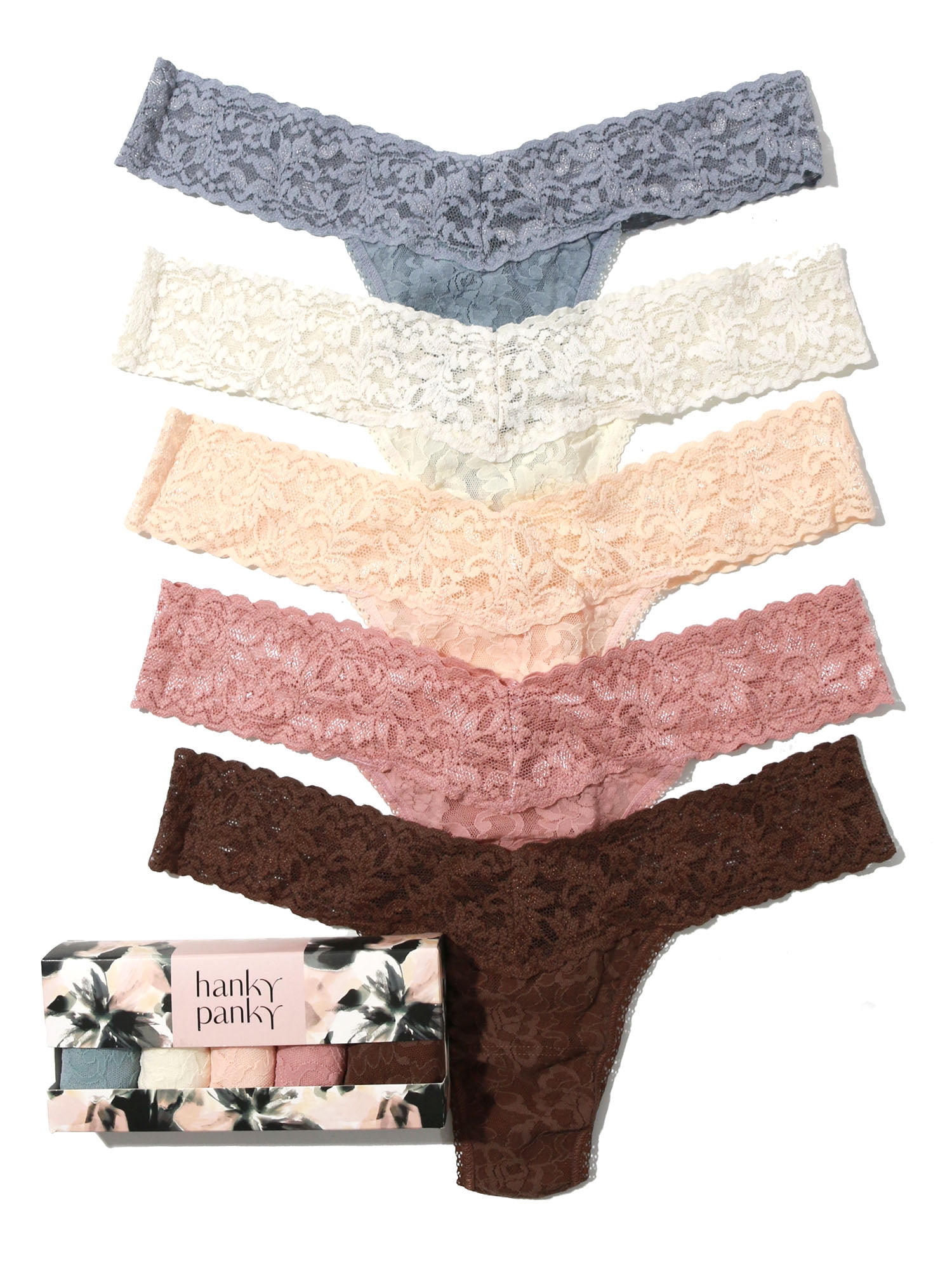 Hanky Panky Womens Signature Lace Low Rise Thong Fashion 5-Pack Style ...