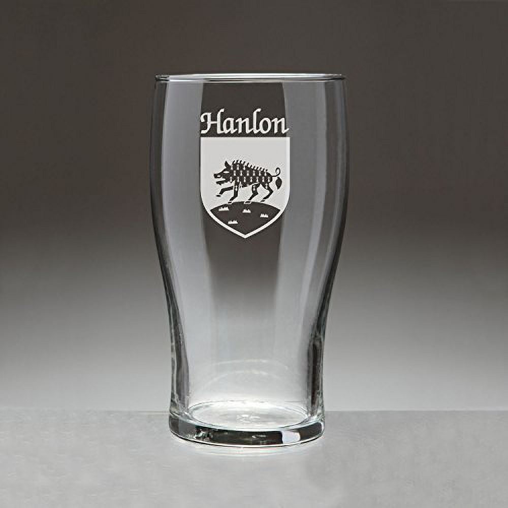 Hanlon Irish Coat of Arms Tavern Glasses - Set of 4 (Sand Etched ...
