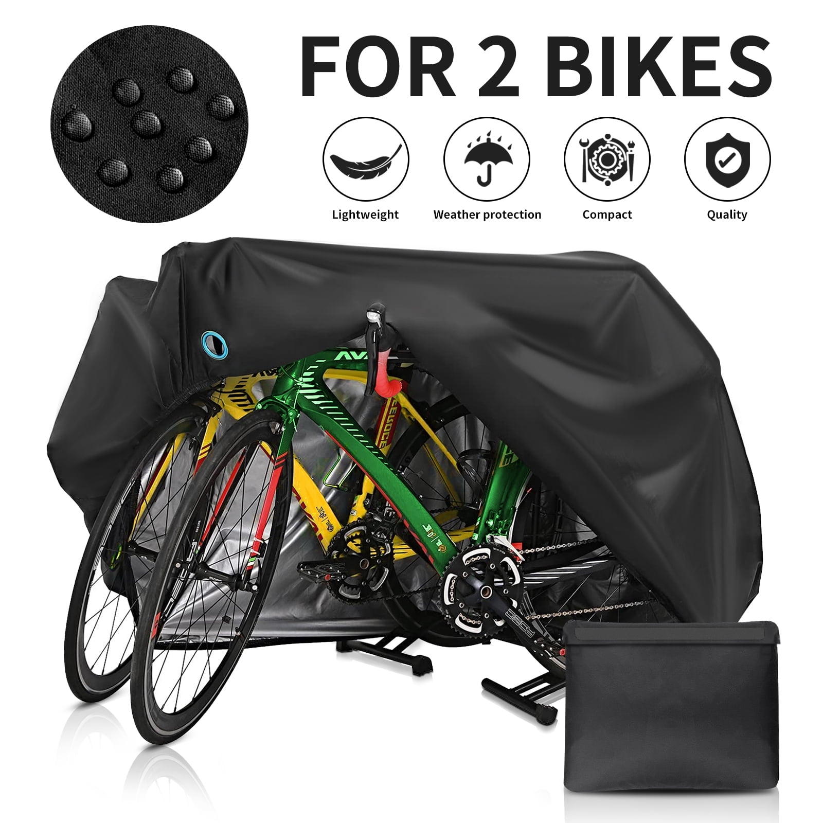 "Hanmir Bike Cover for 2-3 Bikes, Waterproof, Anti-Theft, Black, Fits ...
