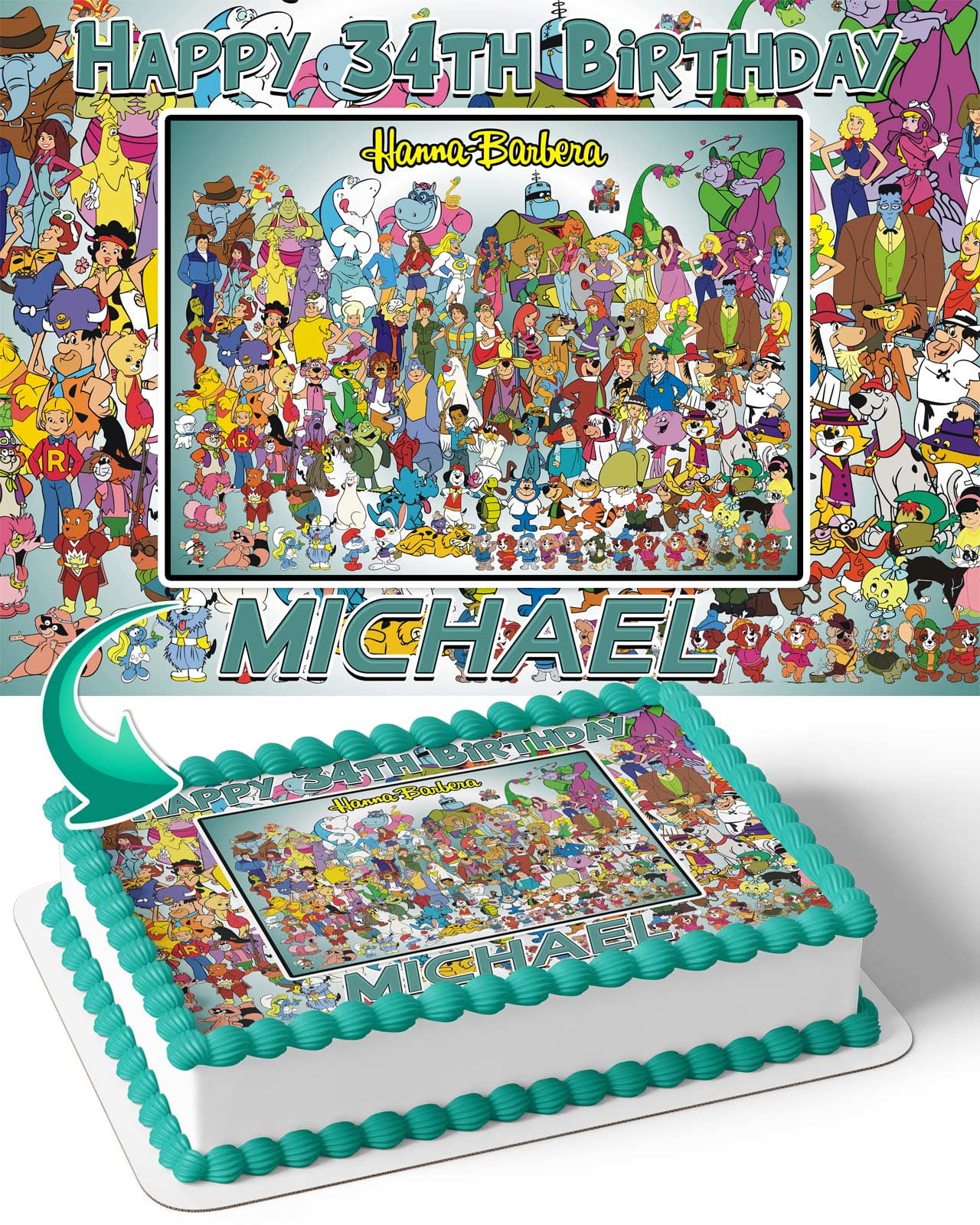 Hanna Barbera Cartoons Edible Image Cake Topper Personalized Birthday ...