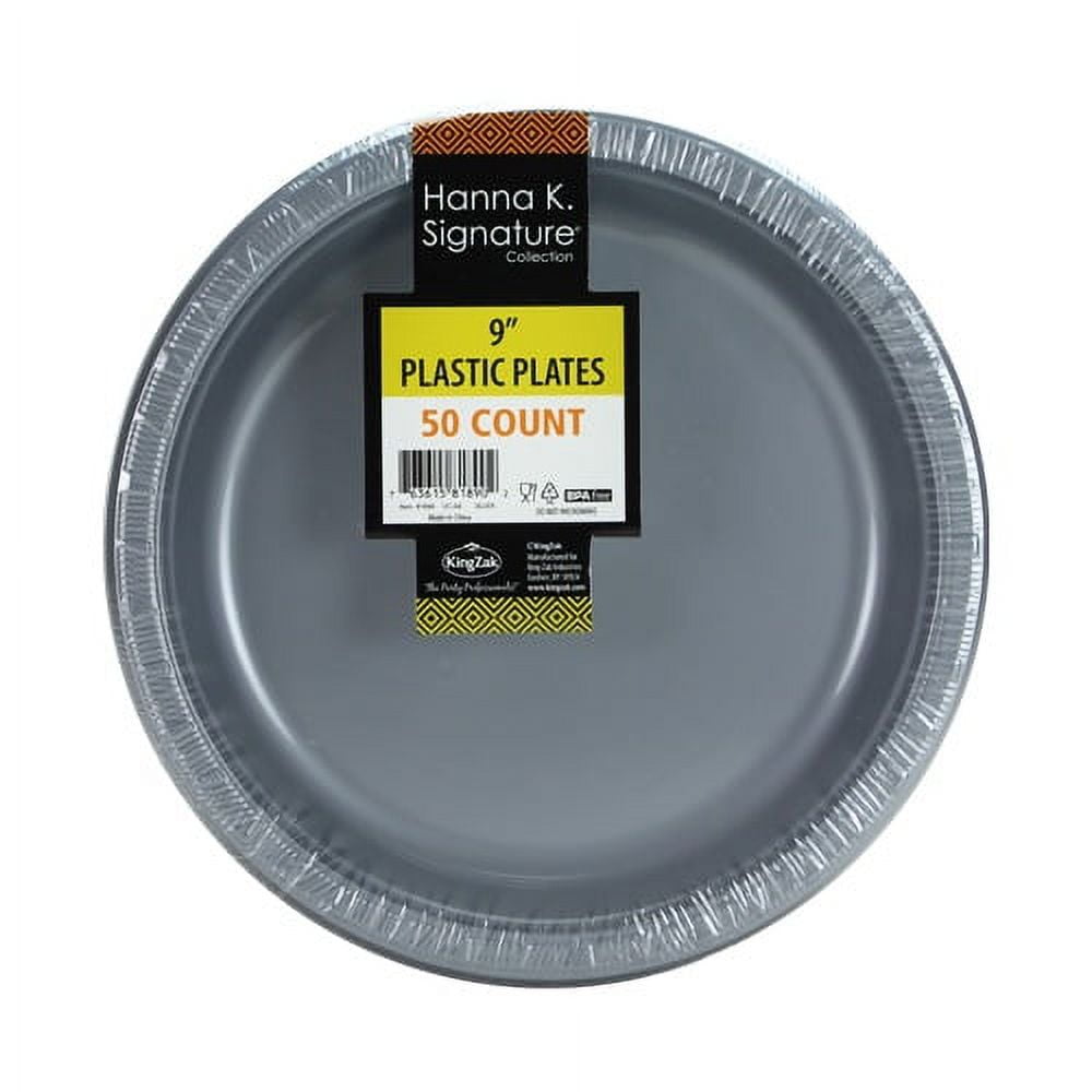 Hanna K, Plastic Plate, 9", Silver, 50ct - Walmart.com