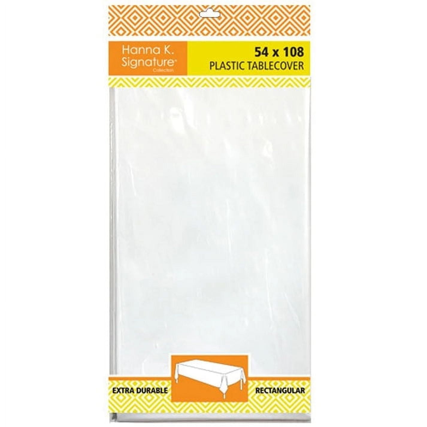Hanna K. Signature Disposable Rectangular 54"X108" Plastic Tablecover: Set of 8 (Silver Lace ...