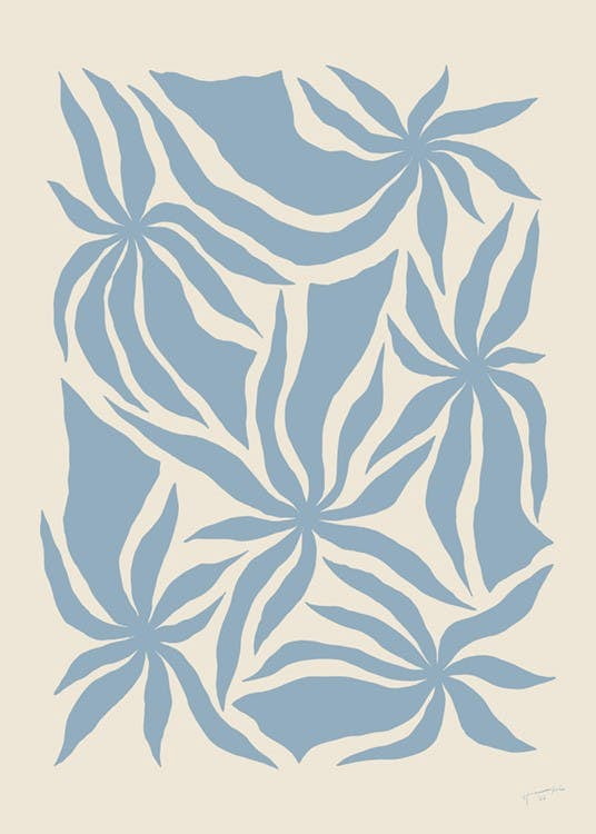 Hanna Kl - Denim Palm Trees Print Wall Art, Modern Wall Decor For ...