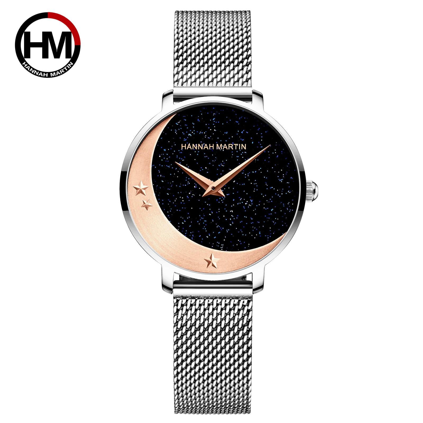 Hannah Martin Women's Watch Fashion Crescent Curved Starry Dial Design ...