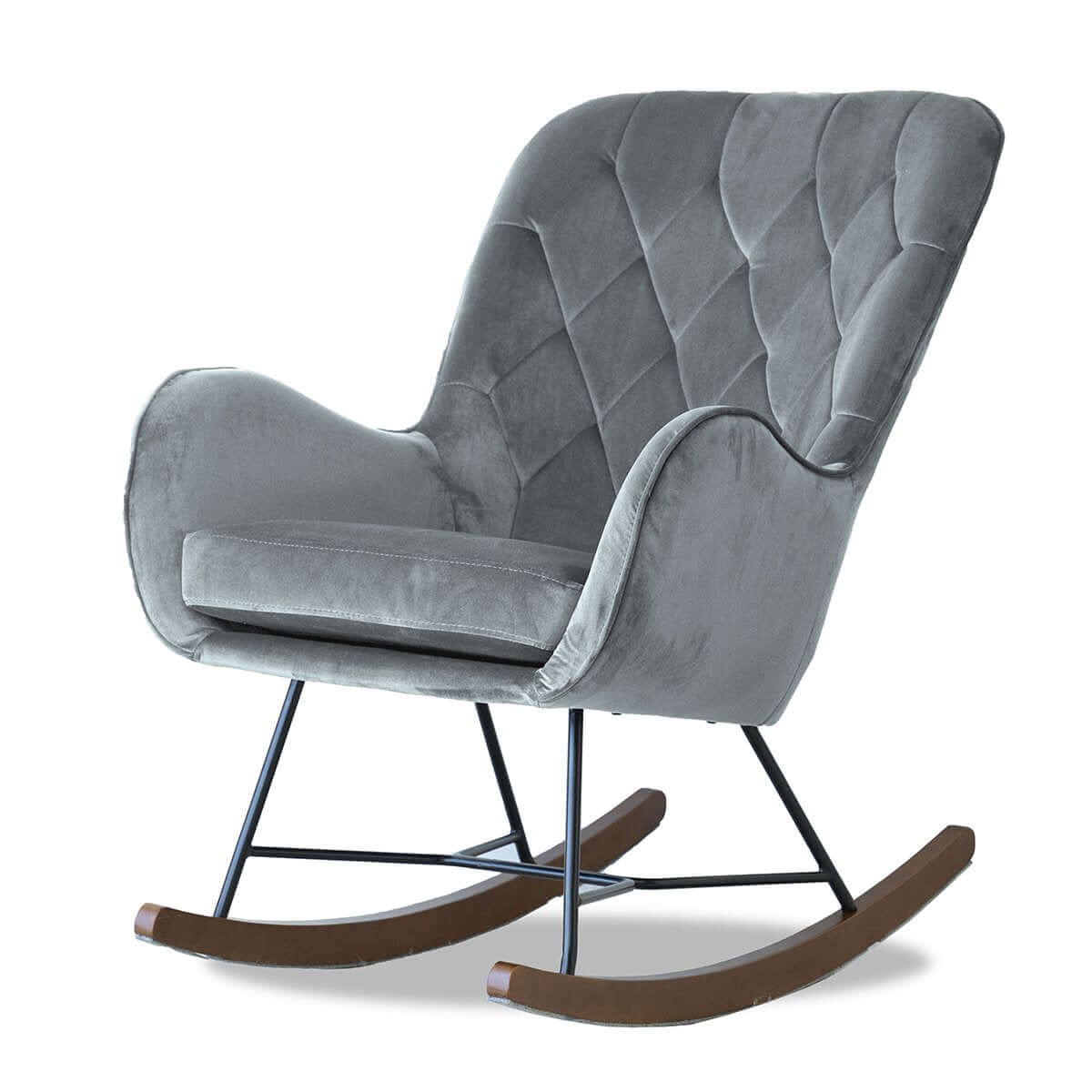Hannah Mid Century Modern Rocking Chair In Dark Grey,Gray Metal,Solid ...