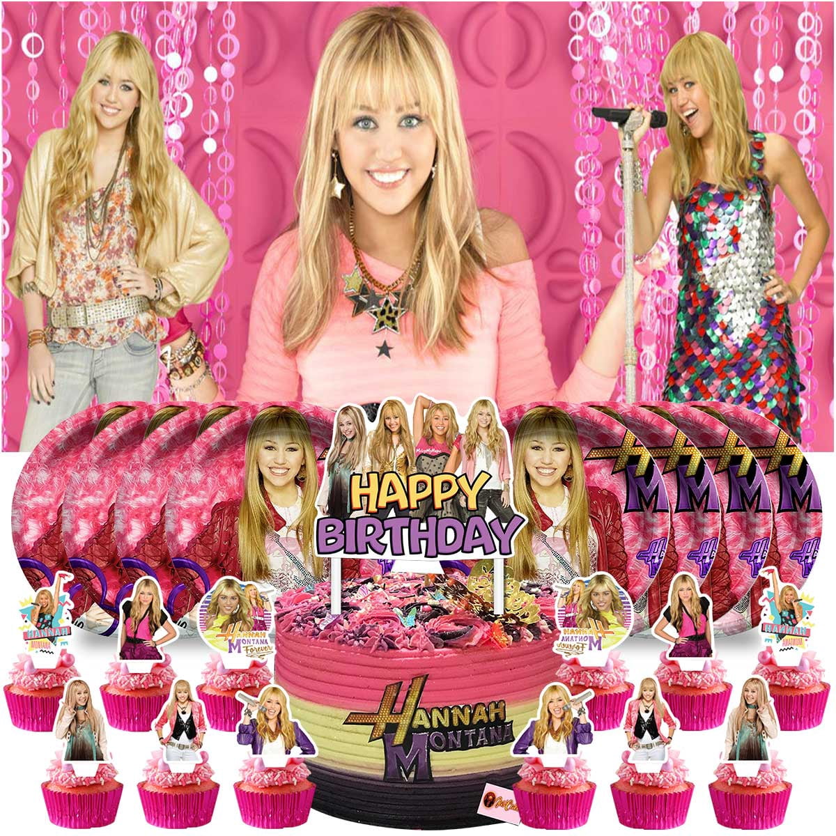Hannah Montana Birthday Supplies Plates Decorations Decor Backdrop ...