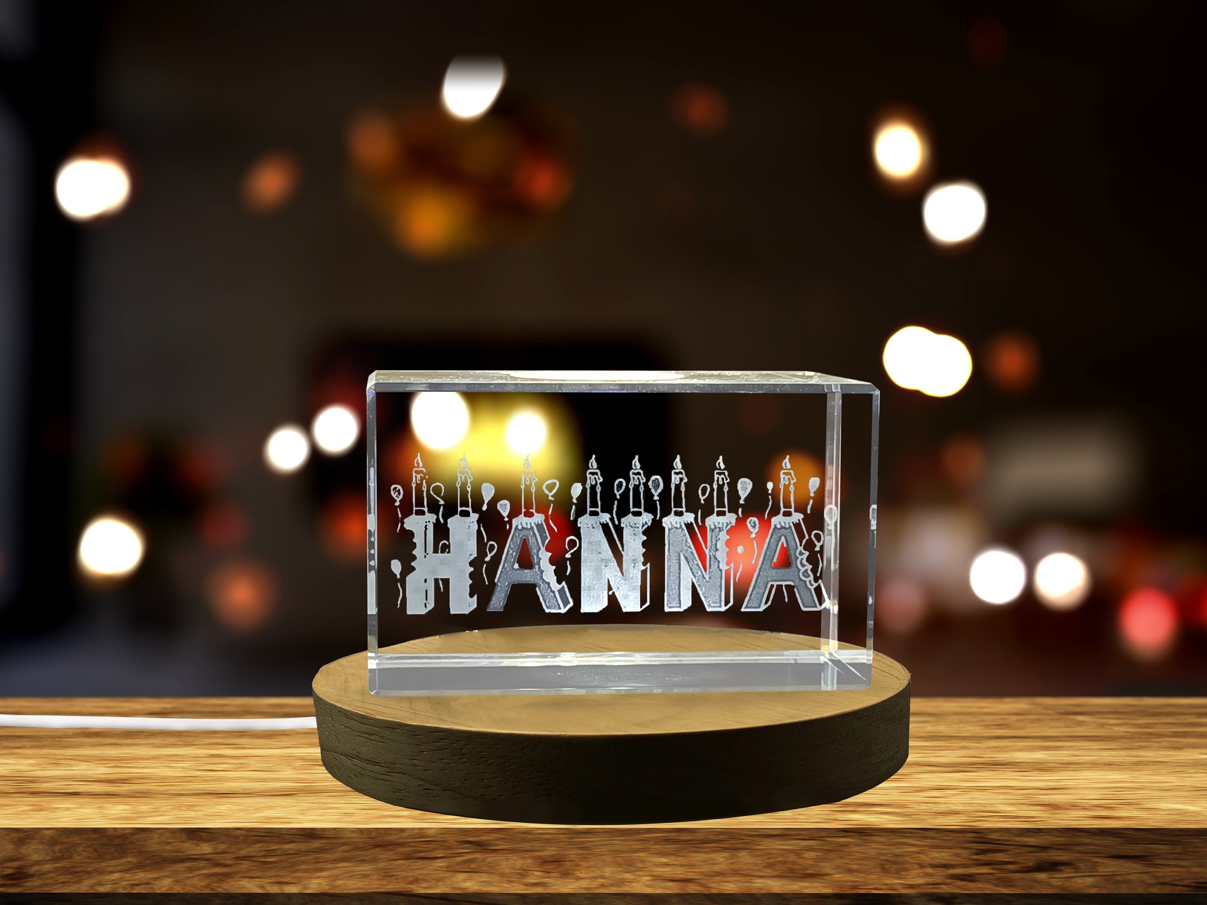 Hannah | Names Art 3D Engraved Crystal - Walmart.com