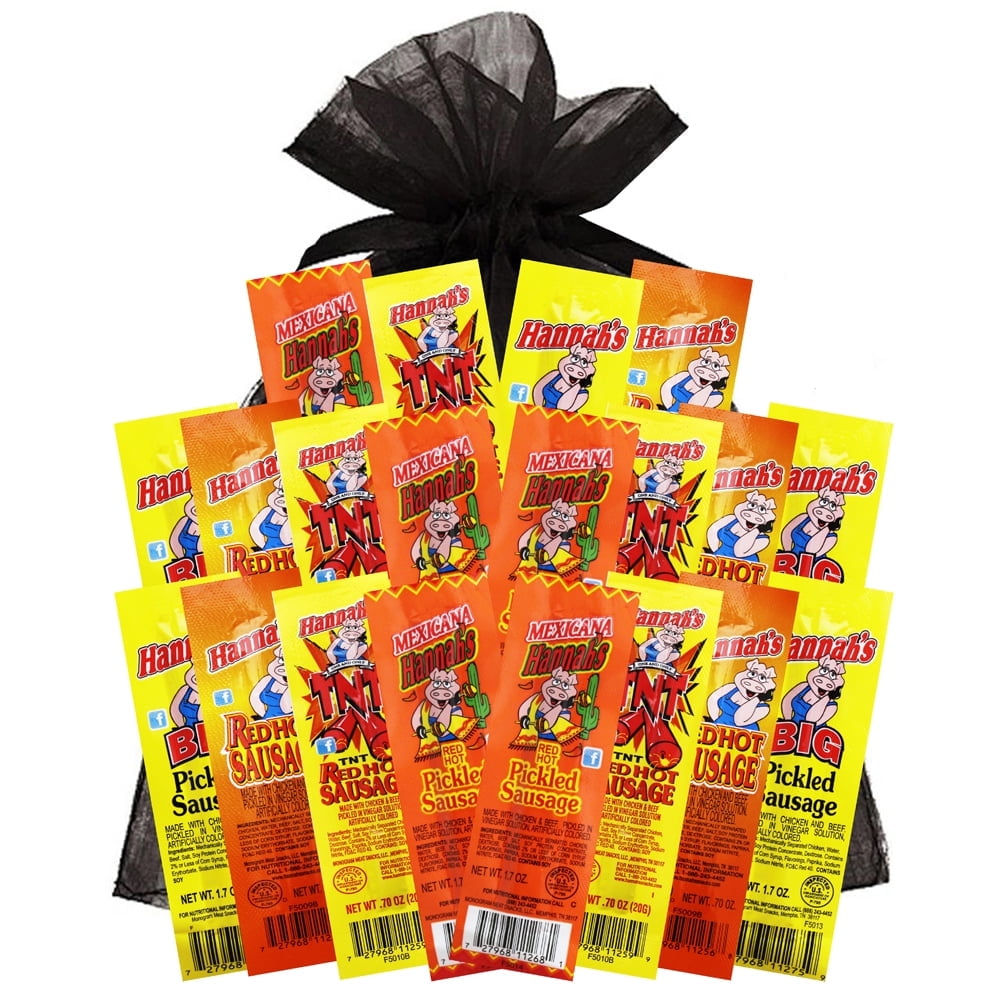Hannah's 20-Piece Sampler (5 packs each of 4 assorted Hannah's Pickled Sausages) - Walmart.com