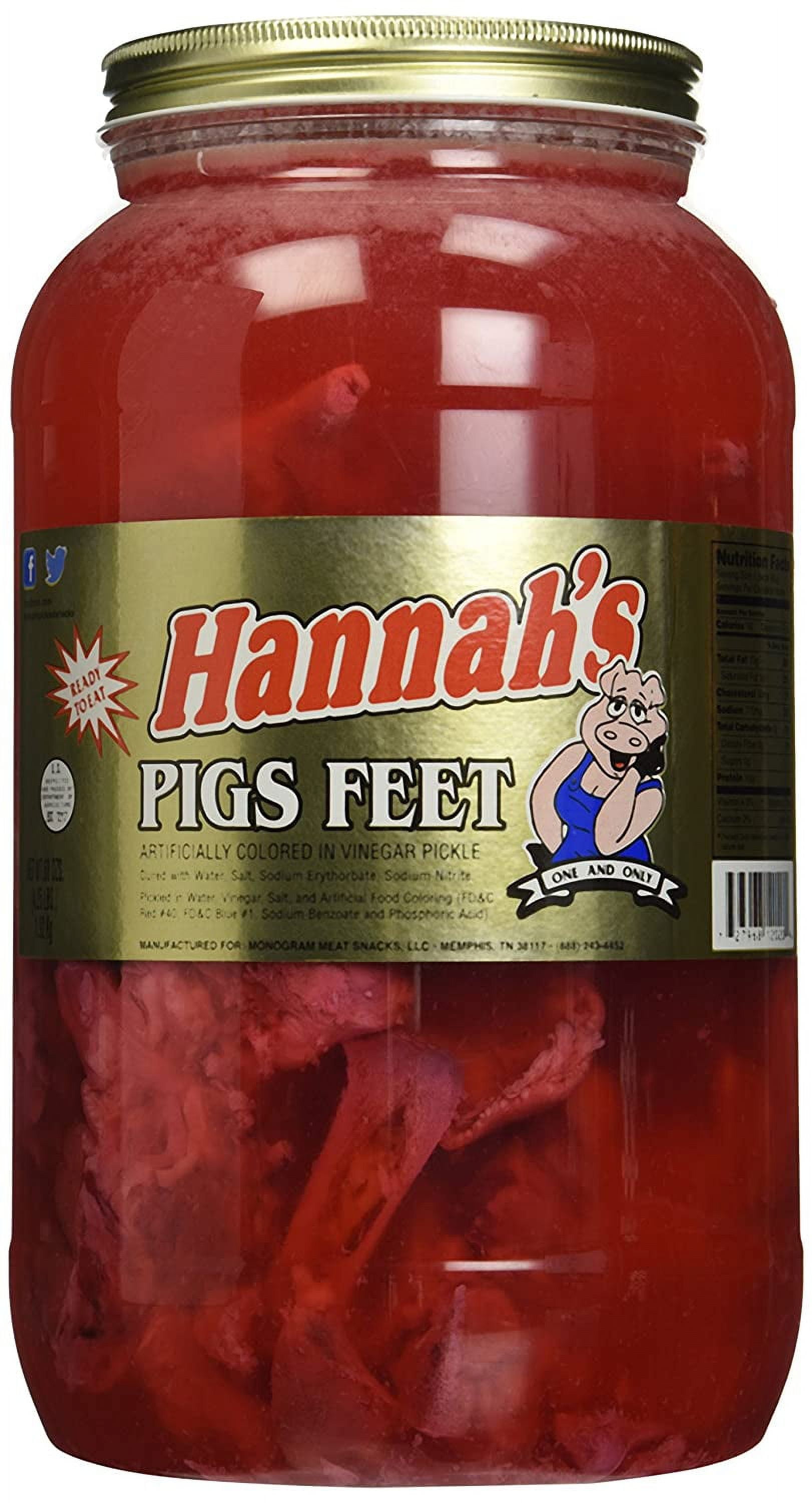 Hannah's Pickled Pigs Feet, Ready To Eat, 1gal Jar - Walmart.com