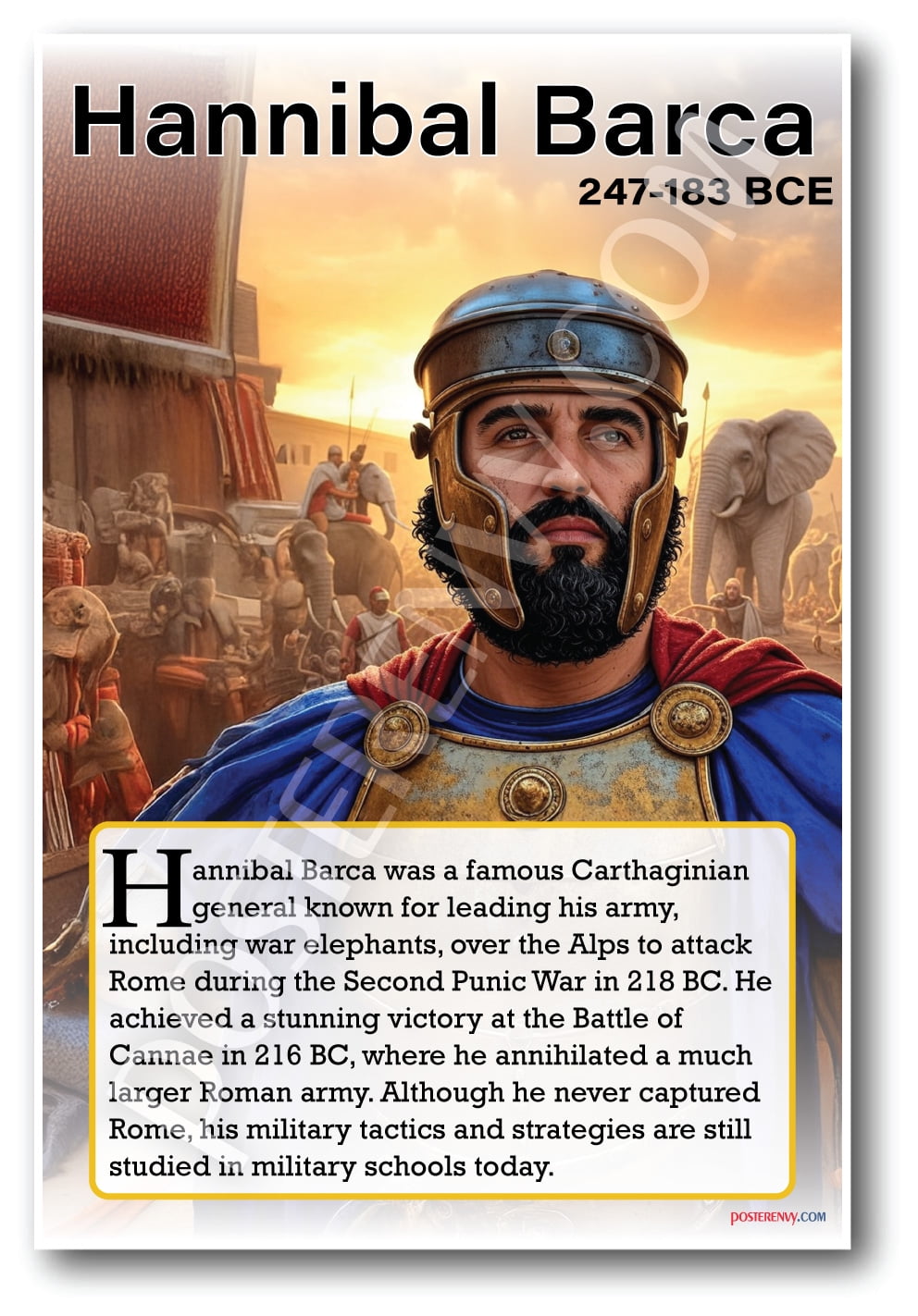 Hannibal Barca - Carthaginian General - Biography Poster 18 x 12 inch ...