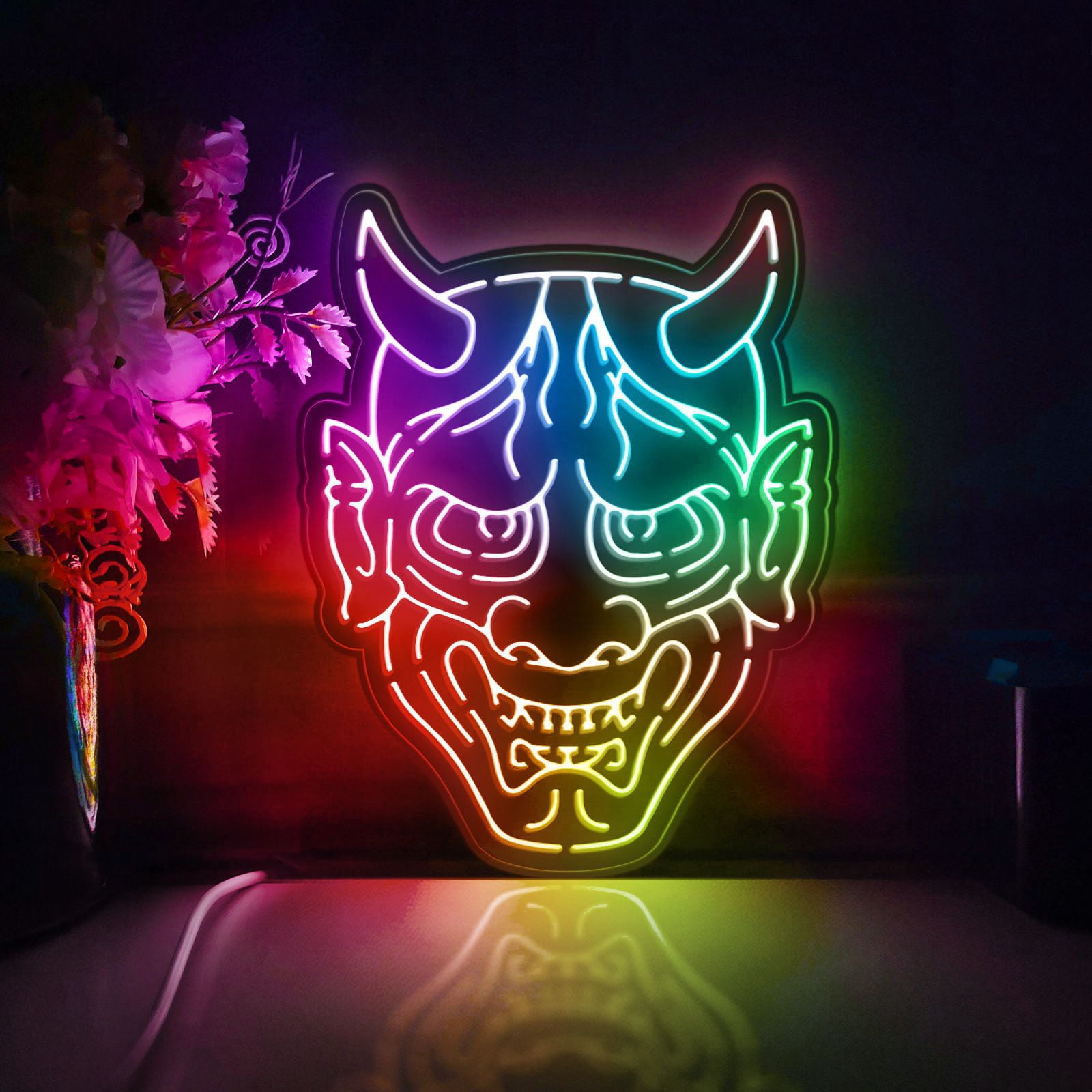 Hannya Demon Led Light Box, Dimmable Neon-Like Light Signs USB Power ...