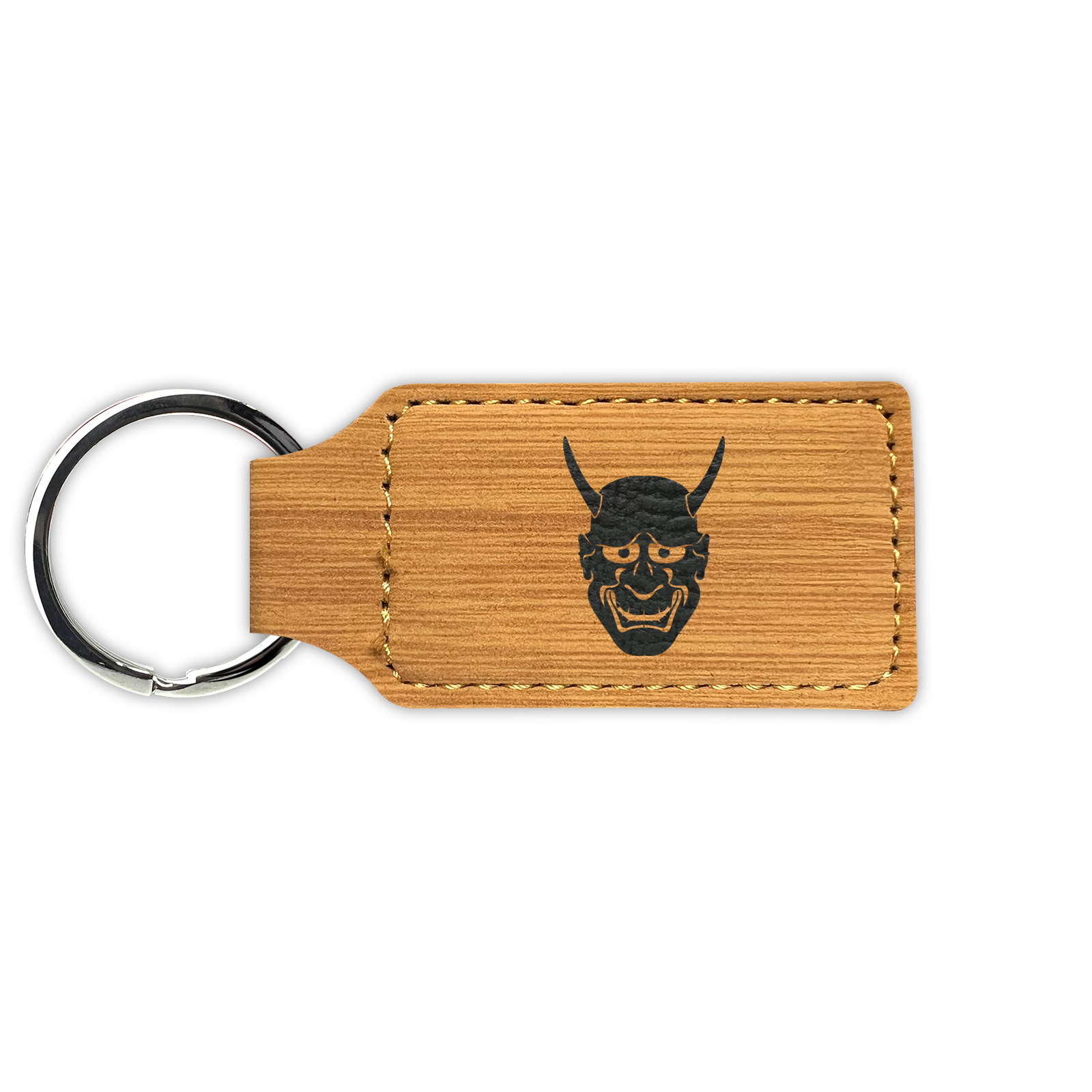 Hannya Mask Keychain Leatherette Rectangle - Laser Engraved - Many Colors - Key Chain Ring - jdm ...