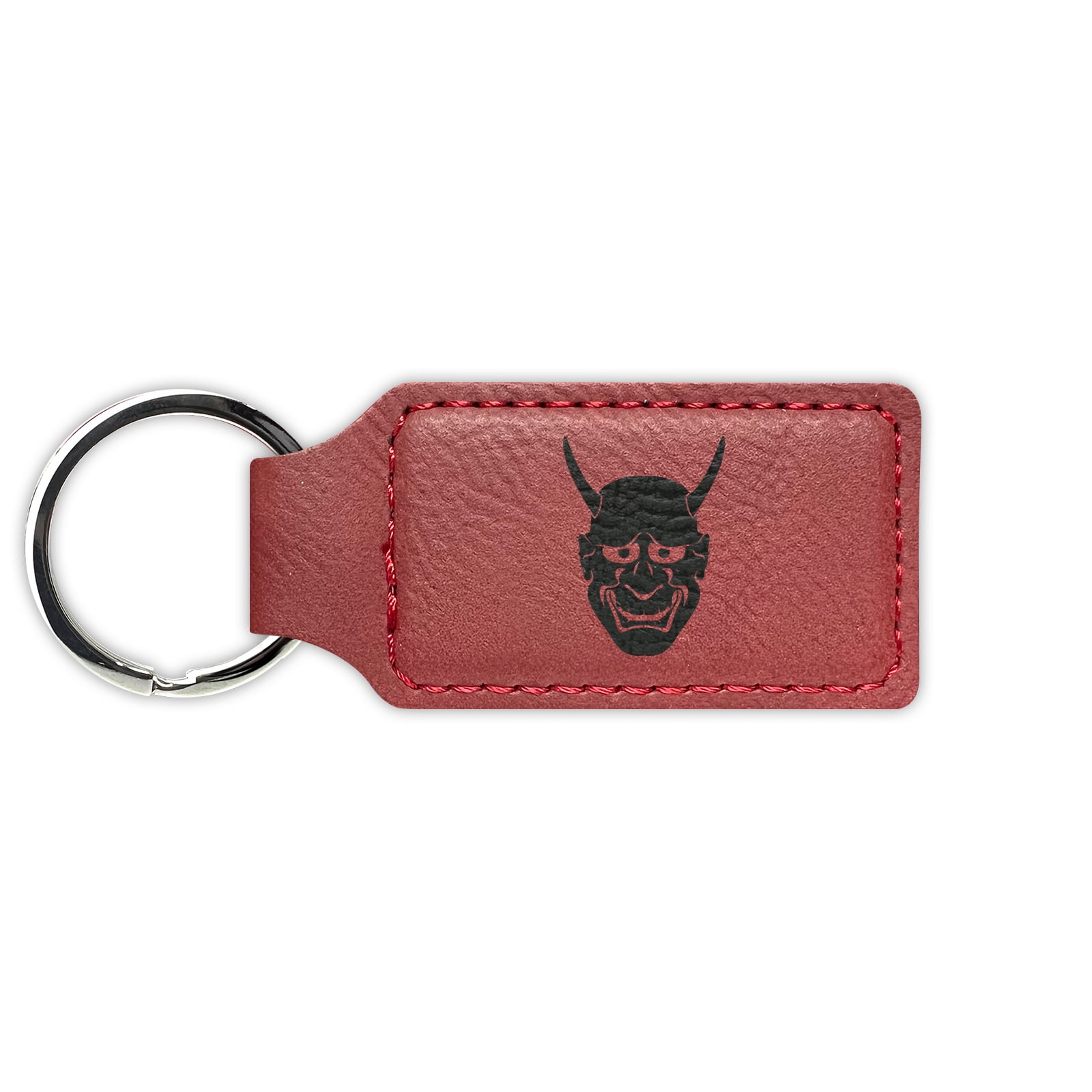 Hannya Mask Keychain Leatherette Rectangle - Laser Engraved - Many ...