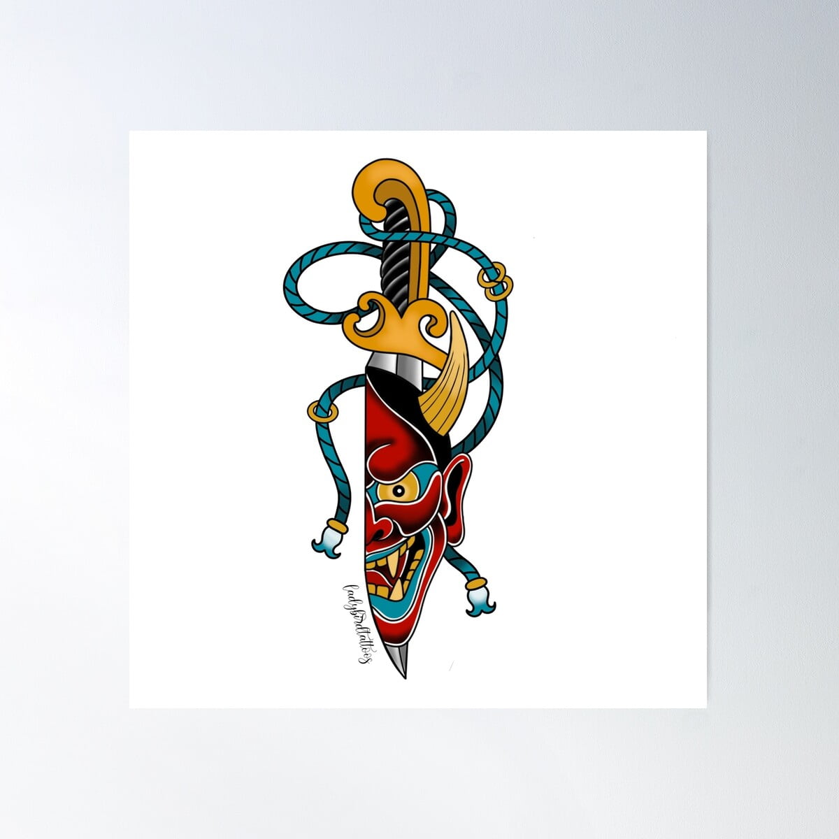 Hannya Mask Knife Poster Wall Art, Modern Wall Decor For Living Room ...