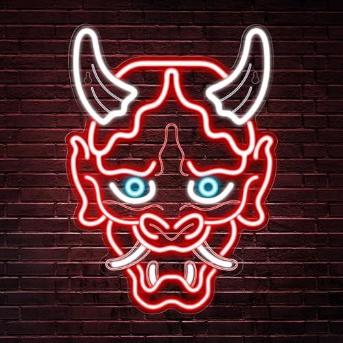 Hannya Mask Neon Sign, Anime Japanese Neon Sign for Gamer Room Bar ...