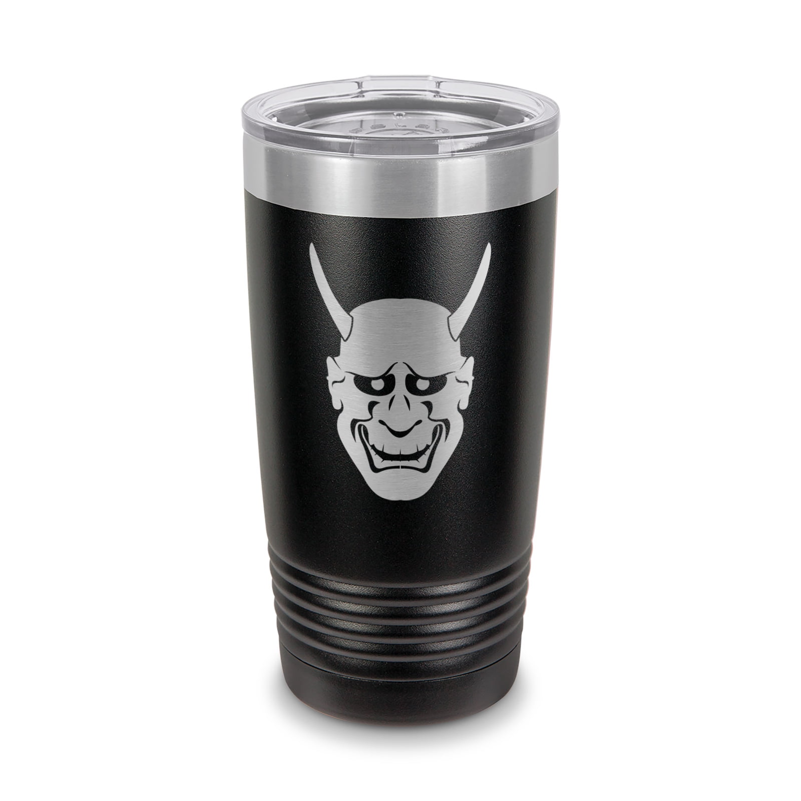 Hannya Mask Tumbler 20 oz - Laser Engraved w/ Clear Lid - Stainless ...