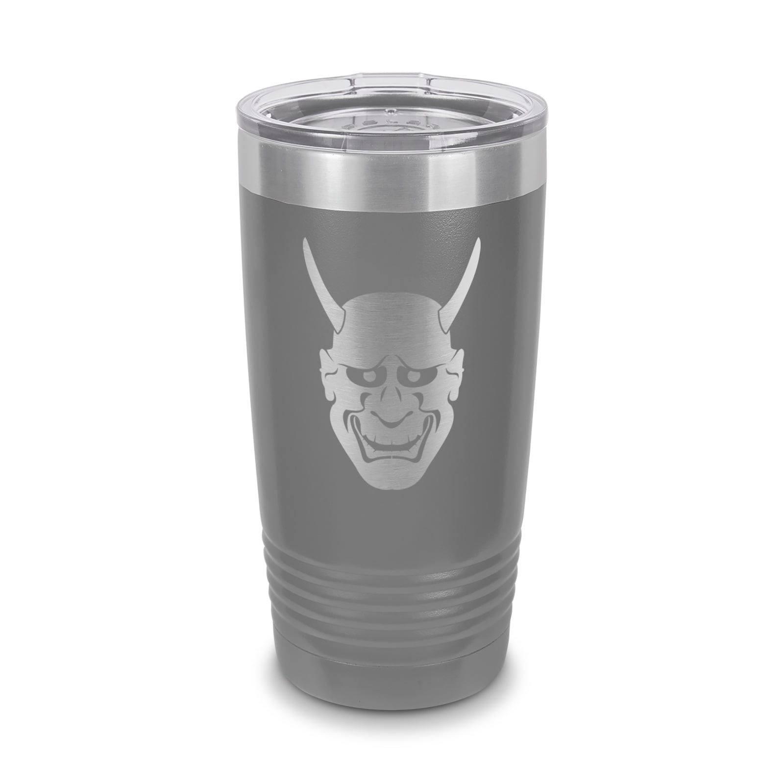Hannya Mask Tumbler 20 oz - Laser Engraved w/ Clear Lid - Stainless ...