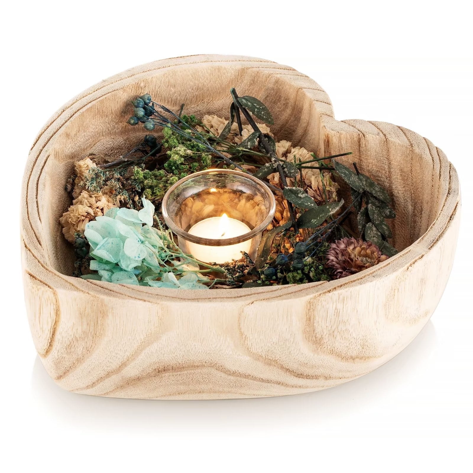 Hanobe Heart Shaped Wooden Decorative Bowl, Ideal for Home Decor, Candy ...