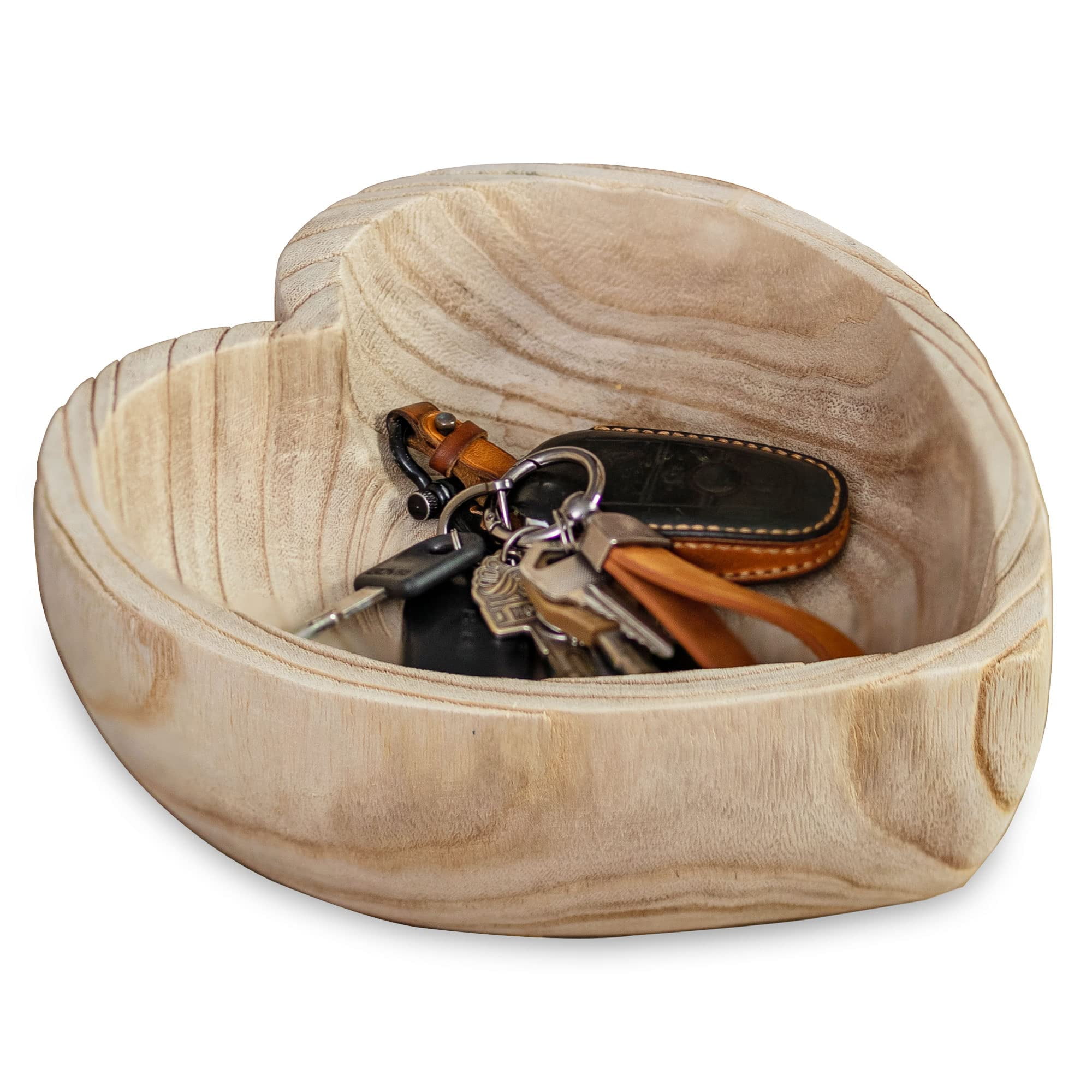 Hanobe Heart Shaped Wooden Decorative Bowl, Ideal for Home Decor, Candy ...