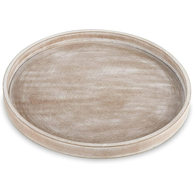 Hanobe Decorative Tray for Coffee Table Décor Round Wood Ottoman Tray ...