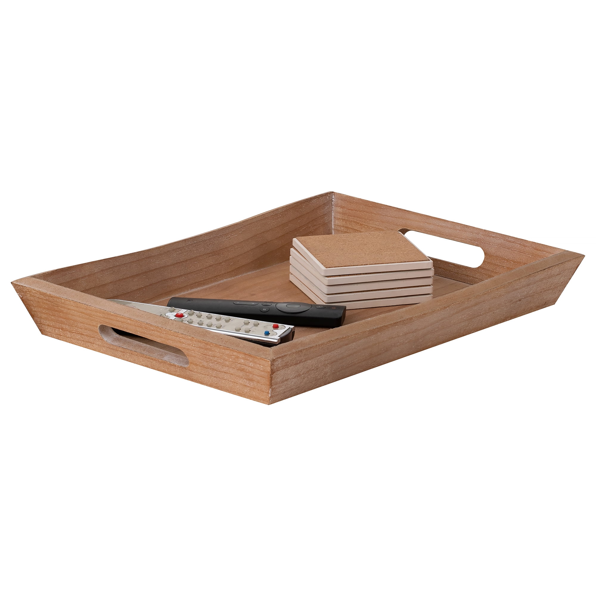 Hanobe Decorative Wooden Serving Tray Rustic Wood Ottoman Trays for ...